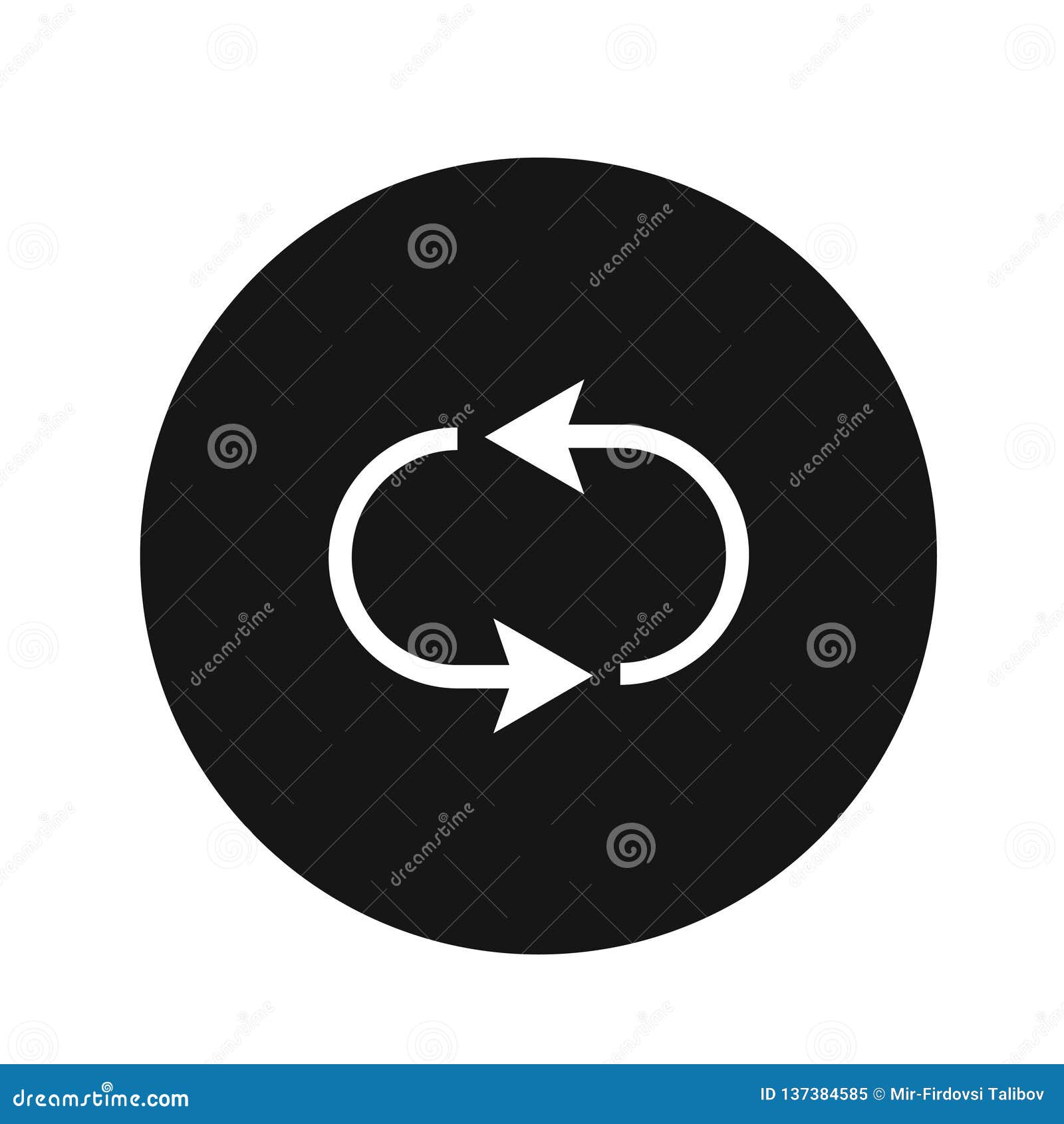 Simple Black Icon on White Background. Repeat Icon. Vector Illustration ...