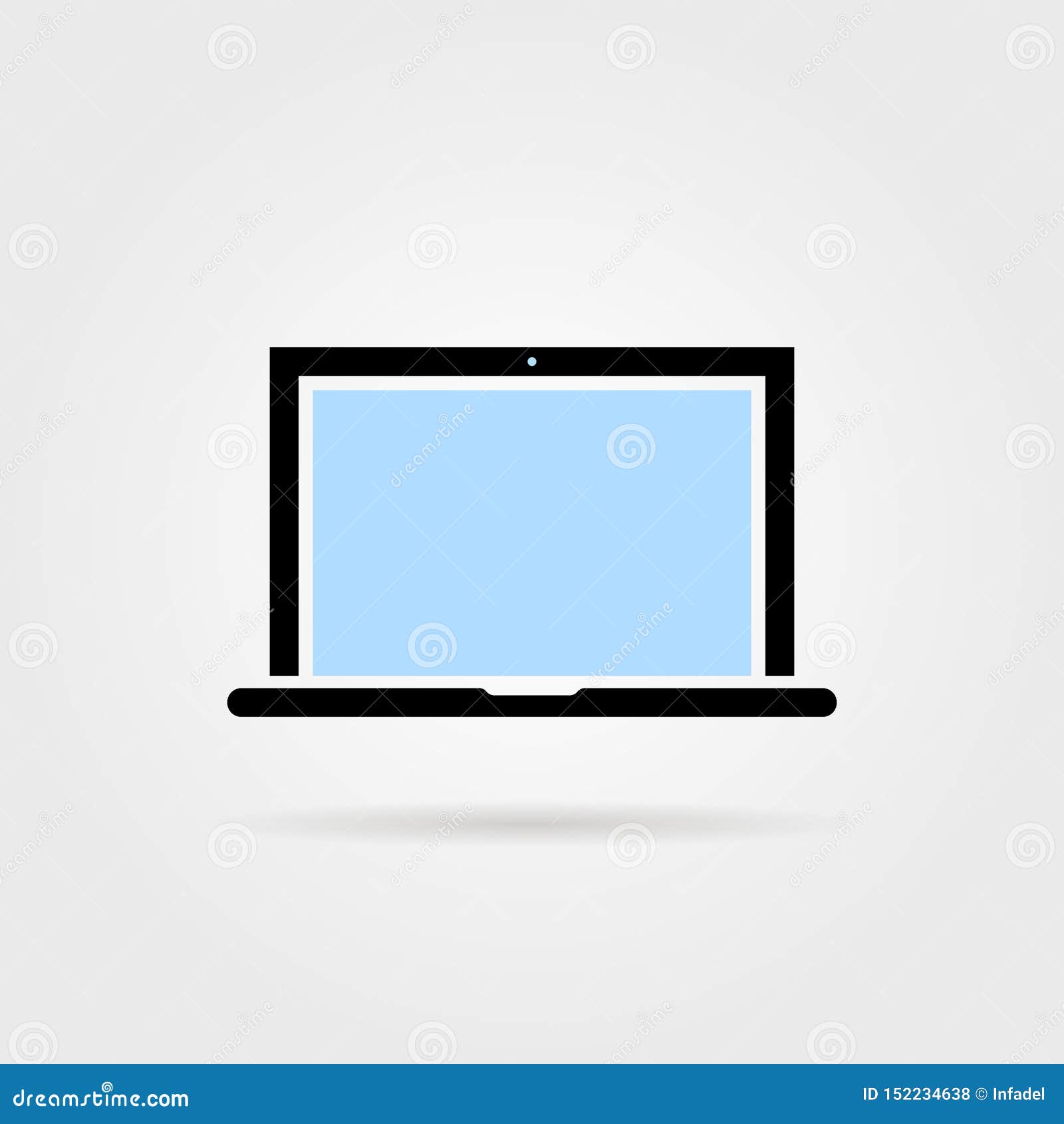 Simple Black Laptop Icon with Shadow Stock Vector - Illustration of ...