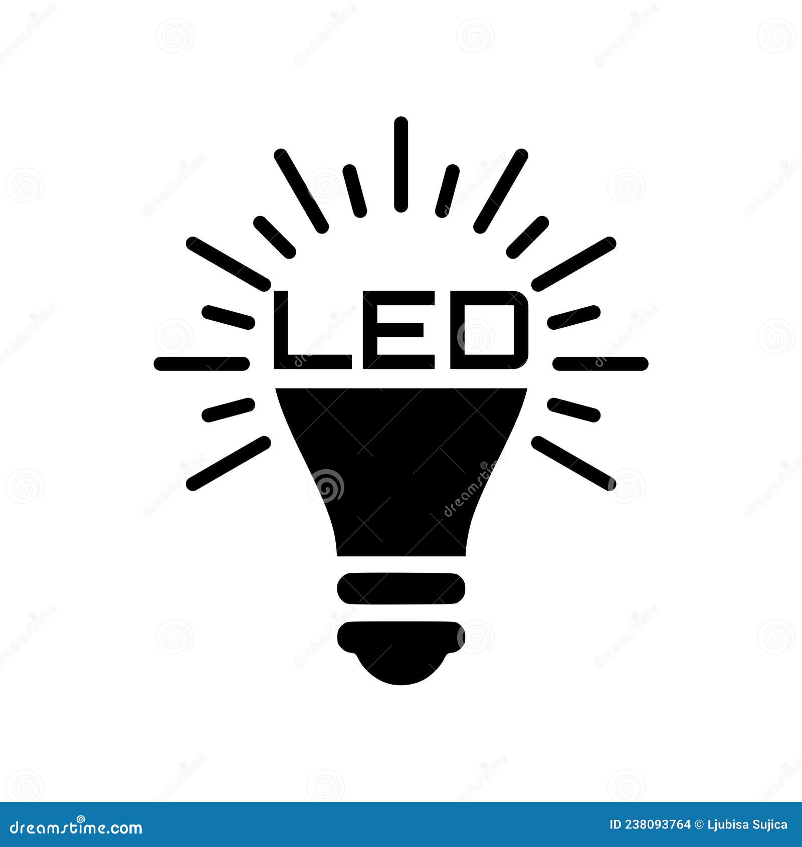 Simple Black LED Bulb Icon Isolated on White Background Stock Vector ...