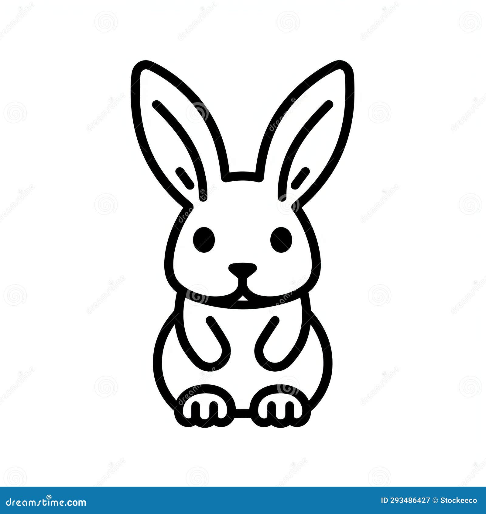 Minimalist Bunny Icon in Black and White Stock Illustration ...