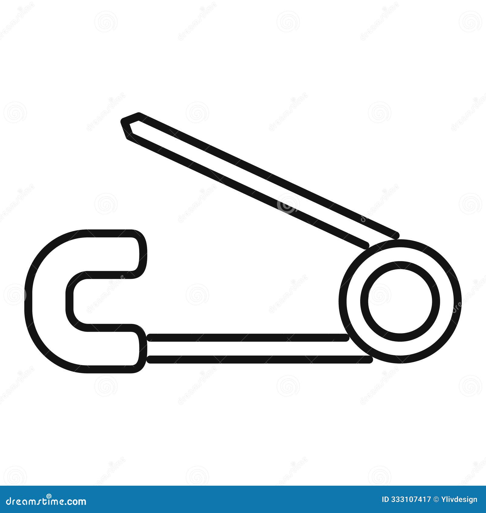 Simple Black Line Vector Icon for Safety Pin on White Background Stock ...