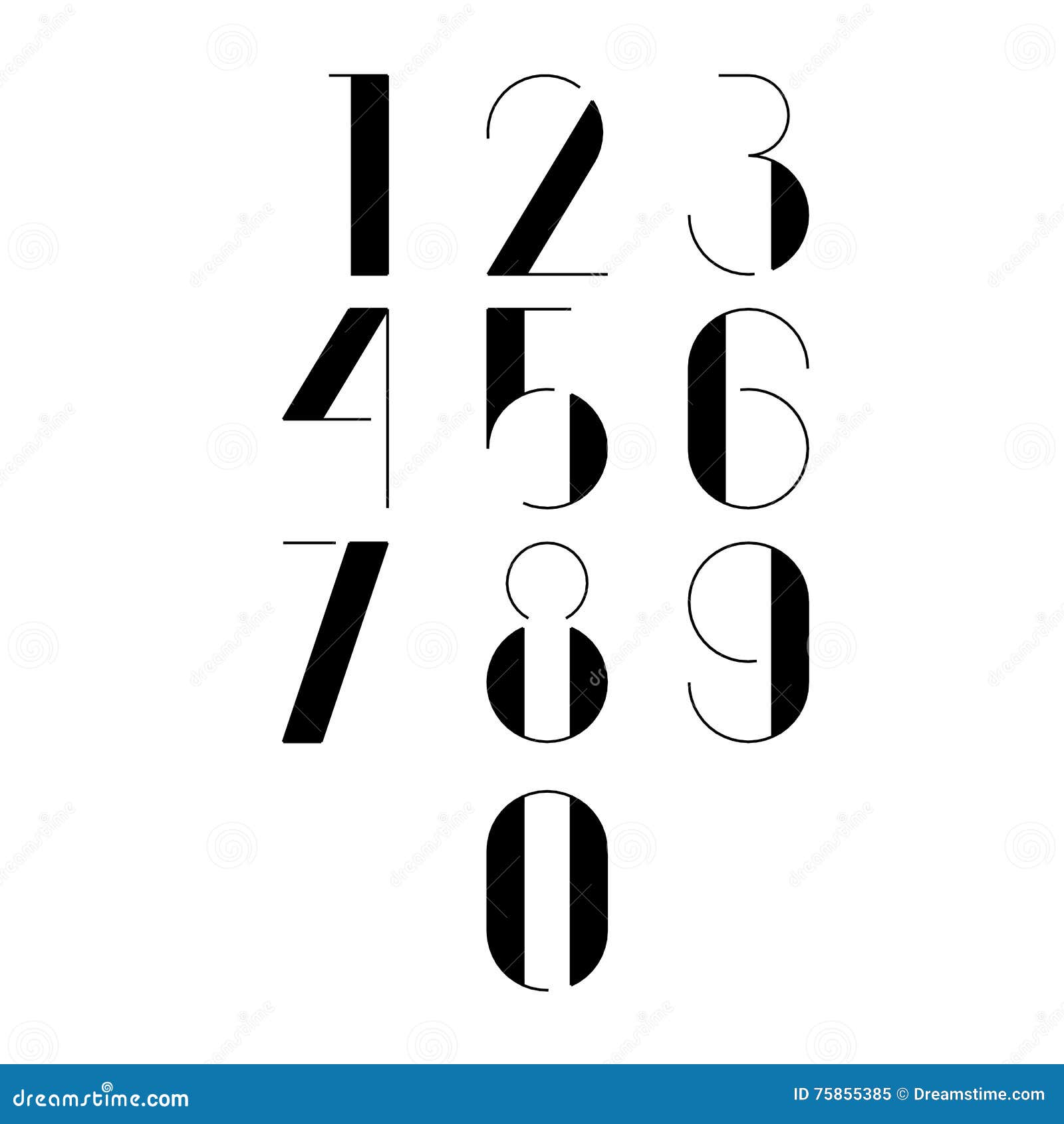 Simple Black Numbers on White Background. Stock Vector - Illustration ...