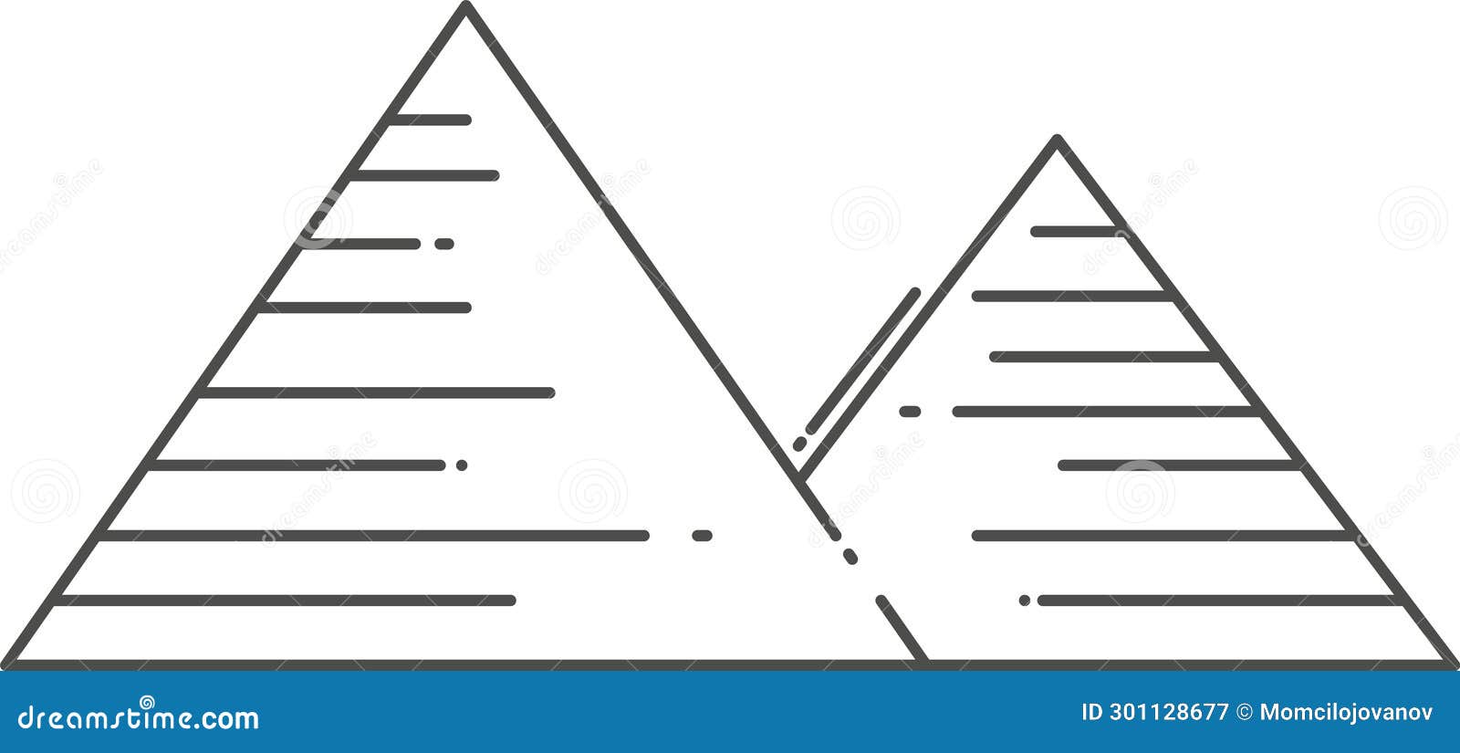 Simple Black Outline Drawing of the GIZA PYRAMID COMPLEX, GIZA ...