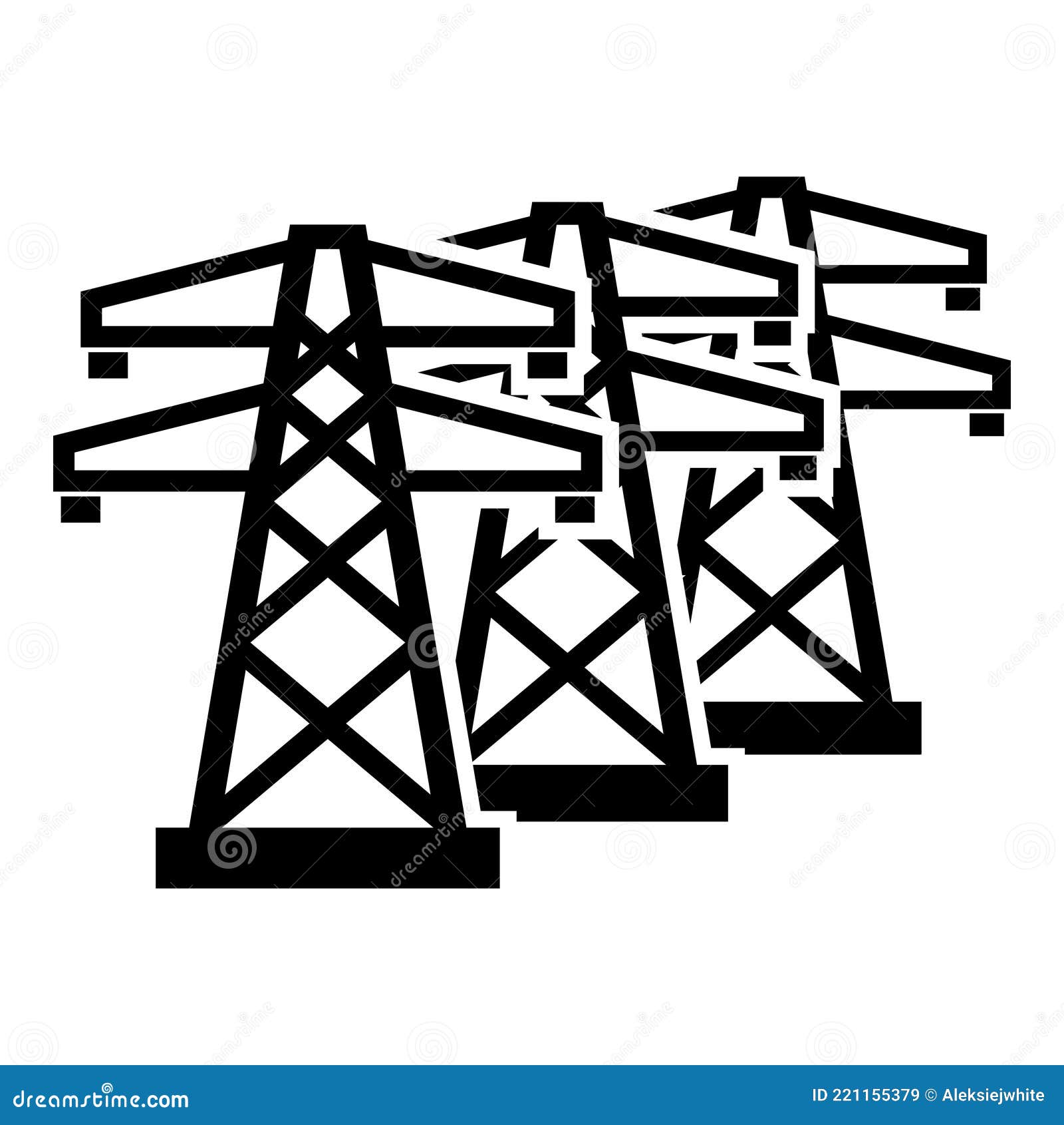 Powerline Icon Of 3 Types Color, Black And White, Outline. Isolated ...