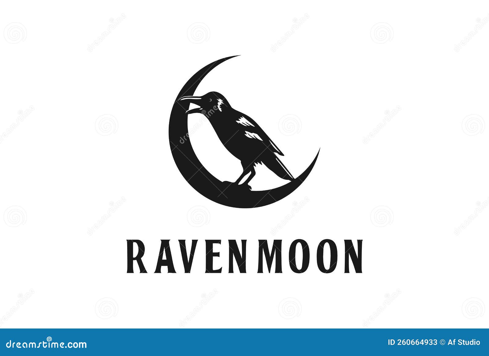 Simple Black Raven Crow Moon Crescent Logo Design Vector Stock Vector ...