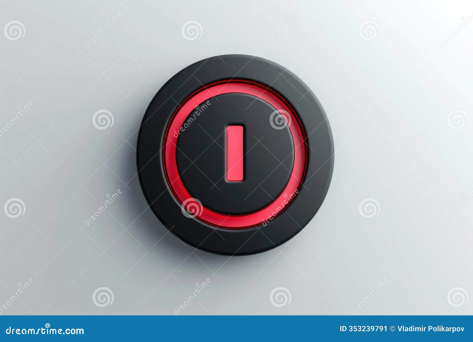 Simple Black and Red Button on a White Wall, Perfect for Technology or ...