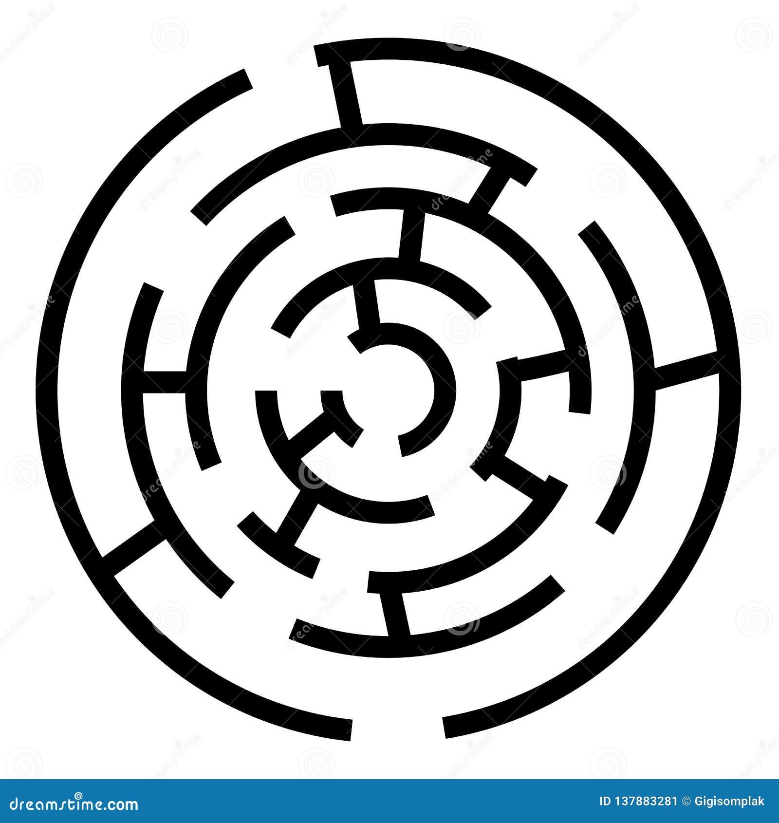 Vector Simple Black Rounded Maze with Two Alternative Way Out Stock ...