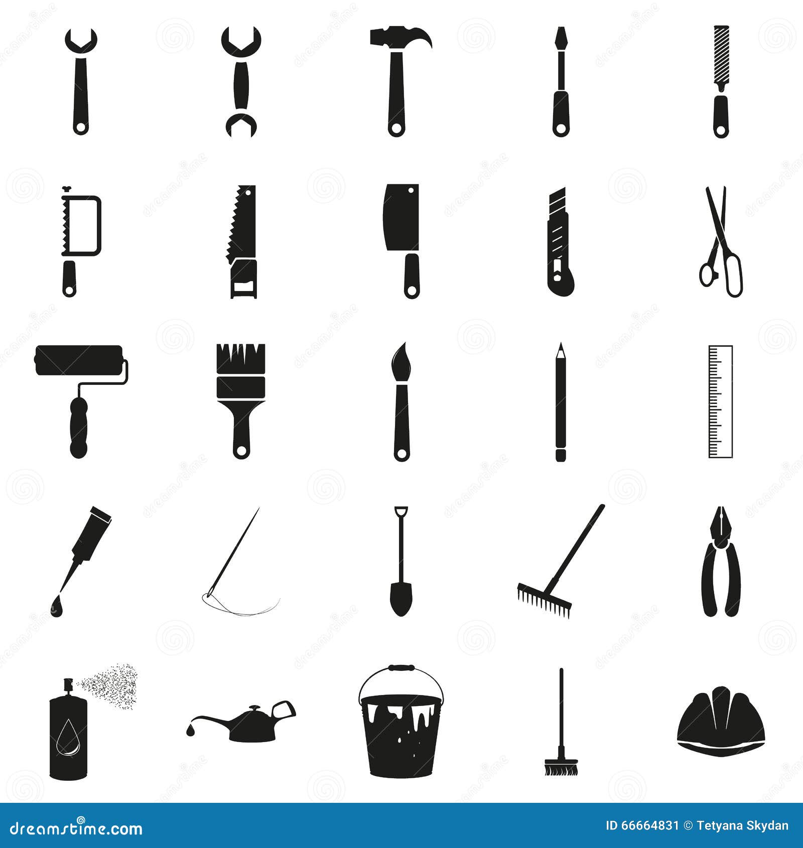 Simple Black Set of Tools Icons Stock Illustration - Illustration of ...