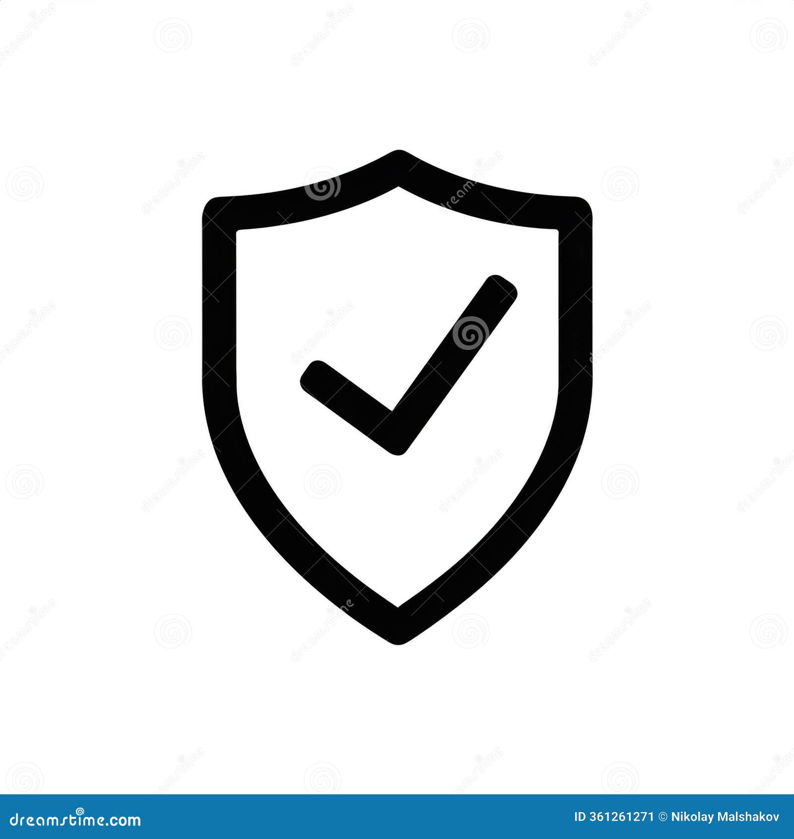 Simple Black Shield with Check Mark Conveying Security, Protection and ...