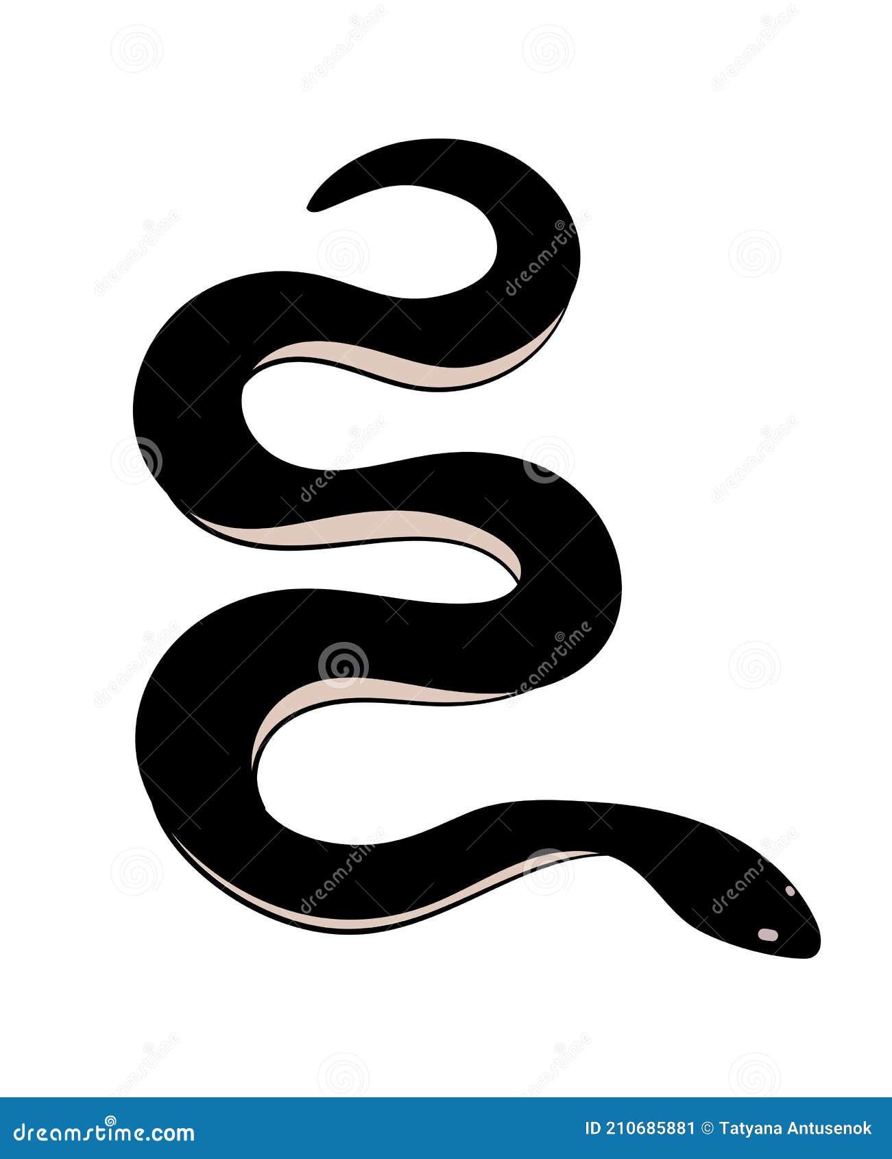 Simple Black Silhouette of a Crawling Snake. Boho Tattoo, Mystical Icon ...