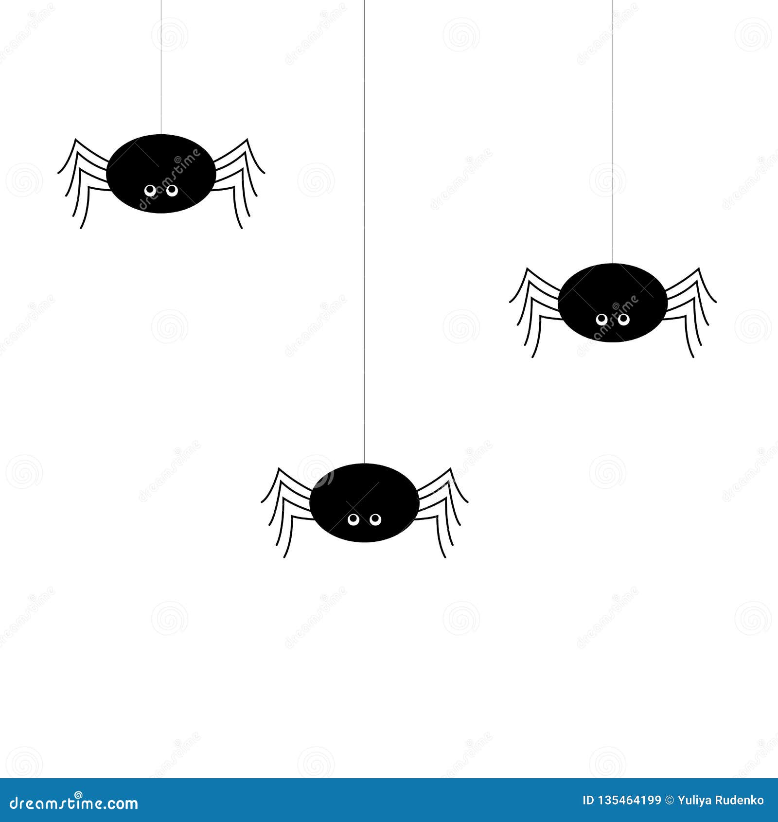 Simple of a Black Spiders Hanging by a Thread Stock Illustration ...