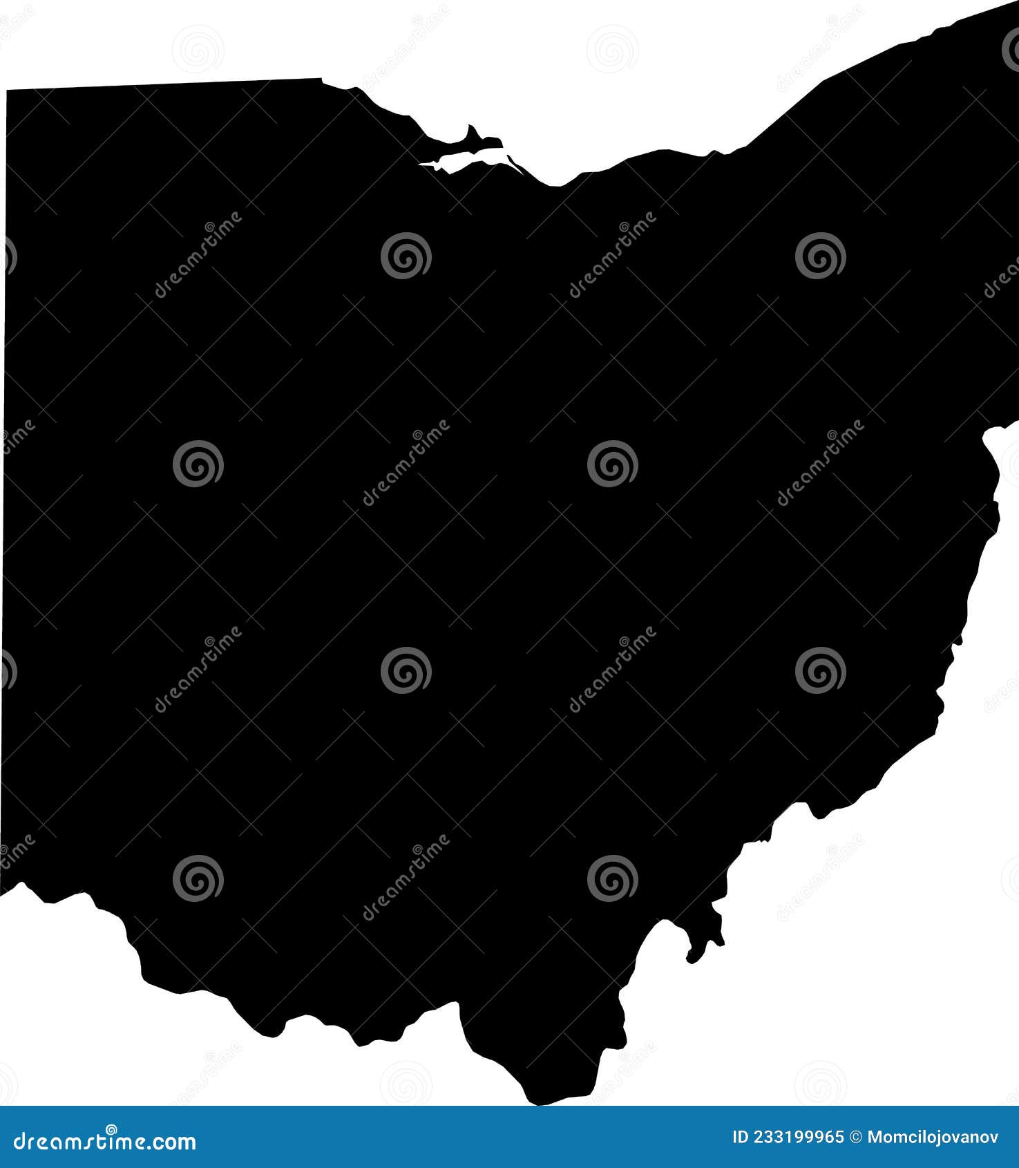 Black map of Ohio, USA stock vector. Illustration of cleveland - 233199965