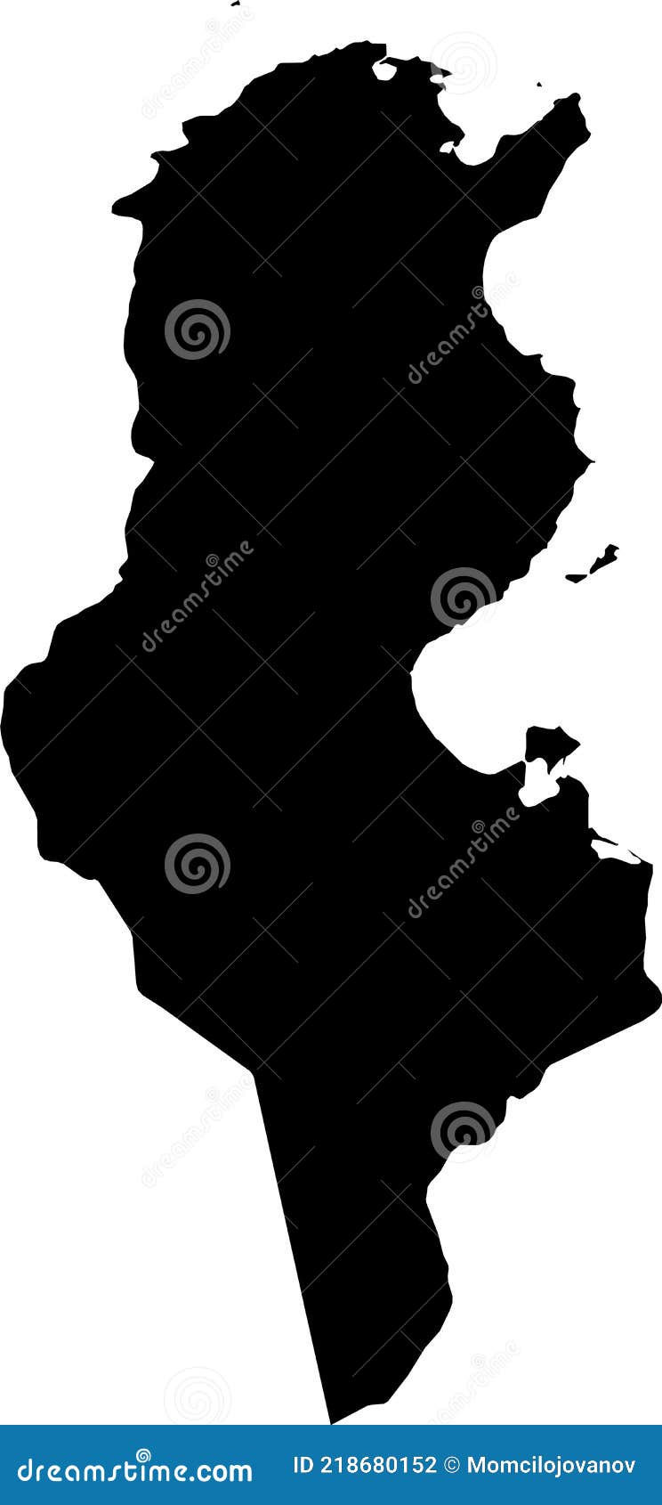 Black map of Tunisia stock vector. Illustration of contour - 218680152