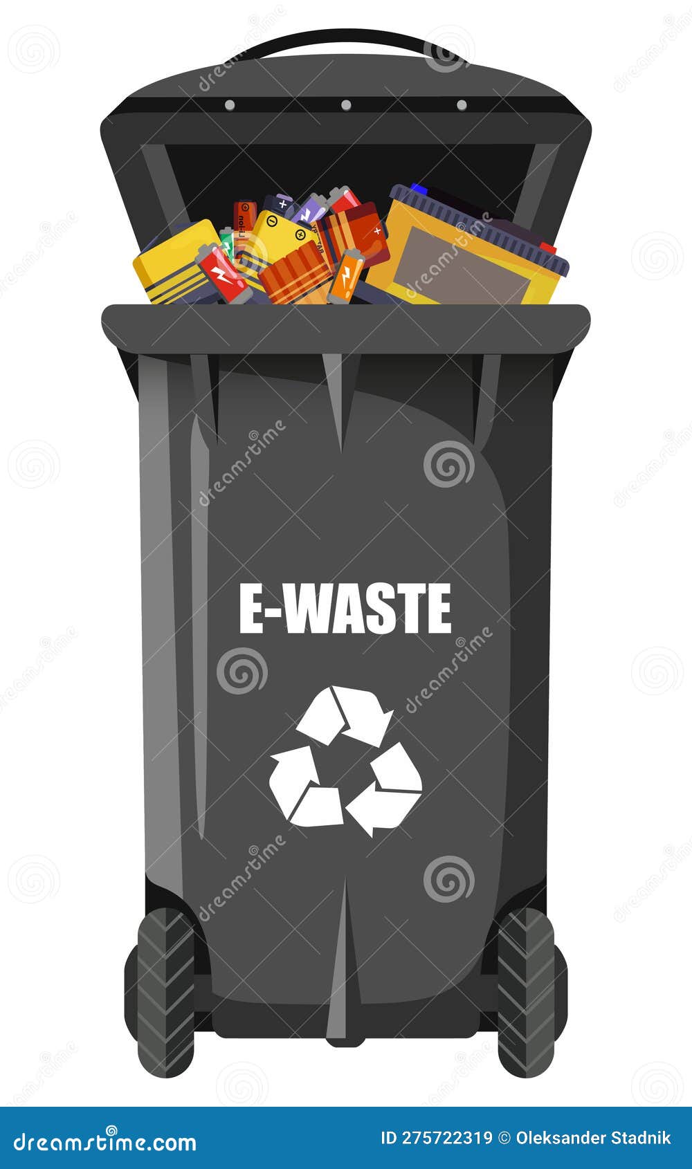 Black Vector Dumpster for E-waste with Garbage Stock Vector ...