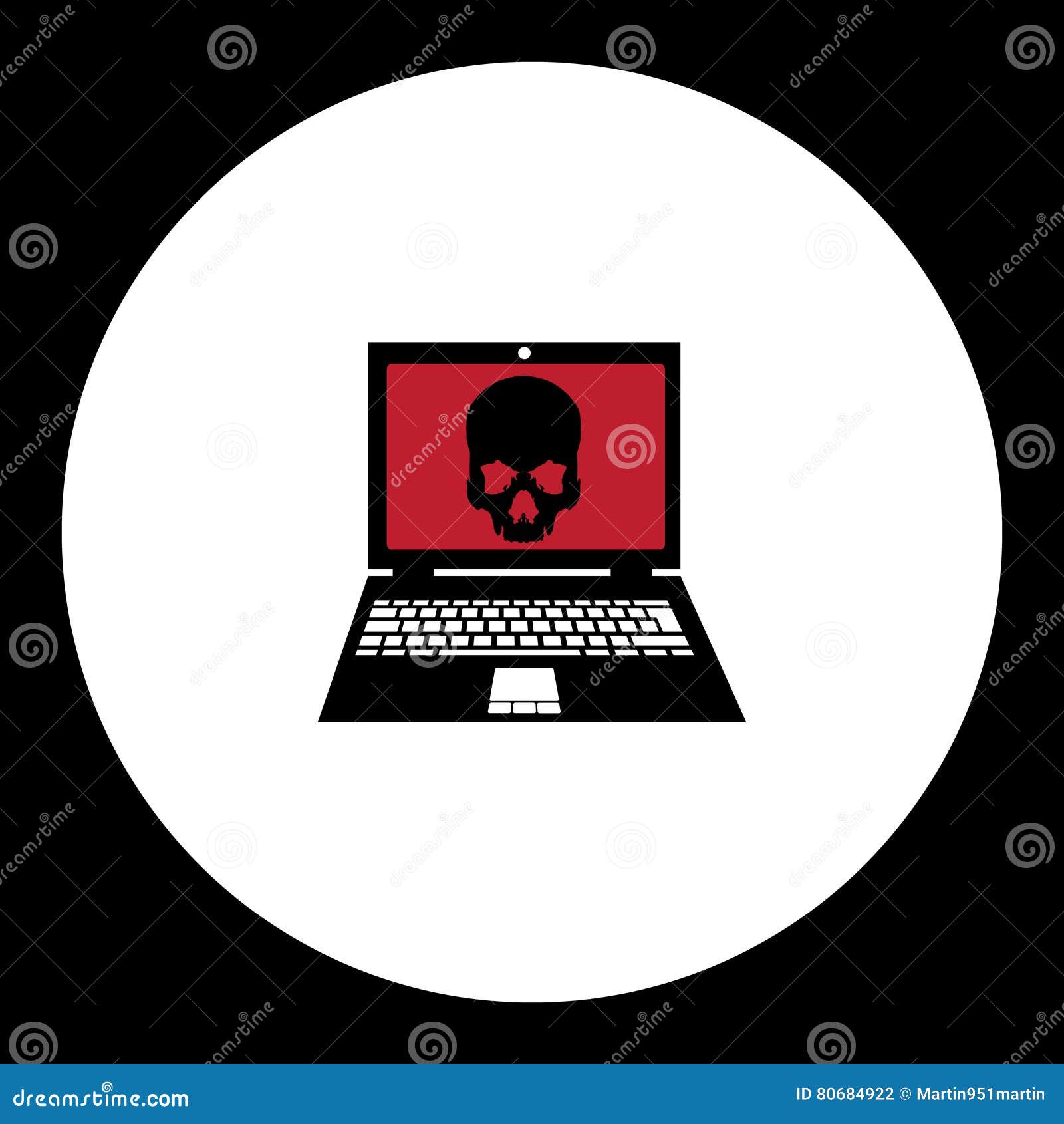 Simple Black Virus Infected Laptop with Skull Icon Eps10 Stock Vector ...