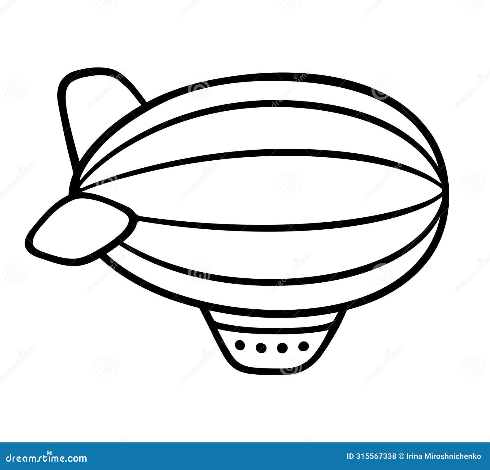 Simple Black And White Airship Drawing Vector Illustration ...