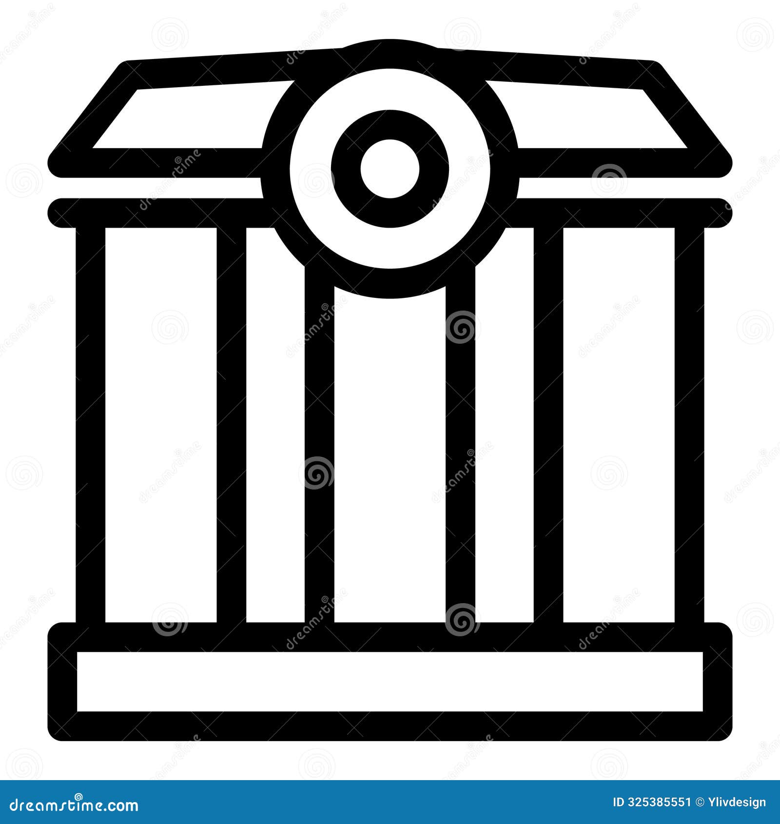 Simple Black and White Bank Building Icon with Round Window Stock ...