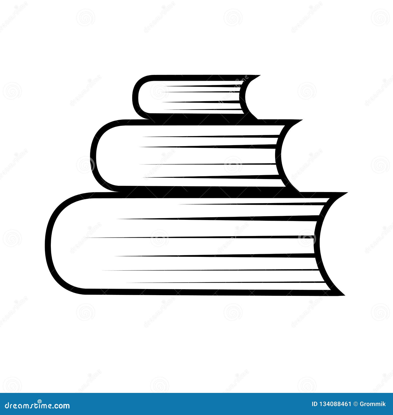 Simple Black and White Book Stack Icon Stock Illustration ...