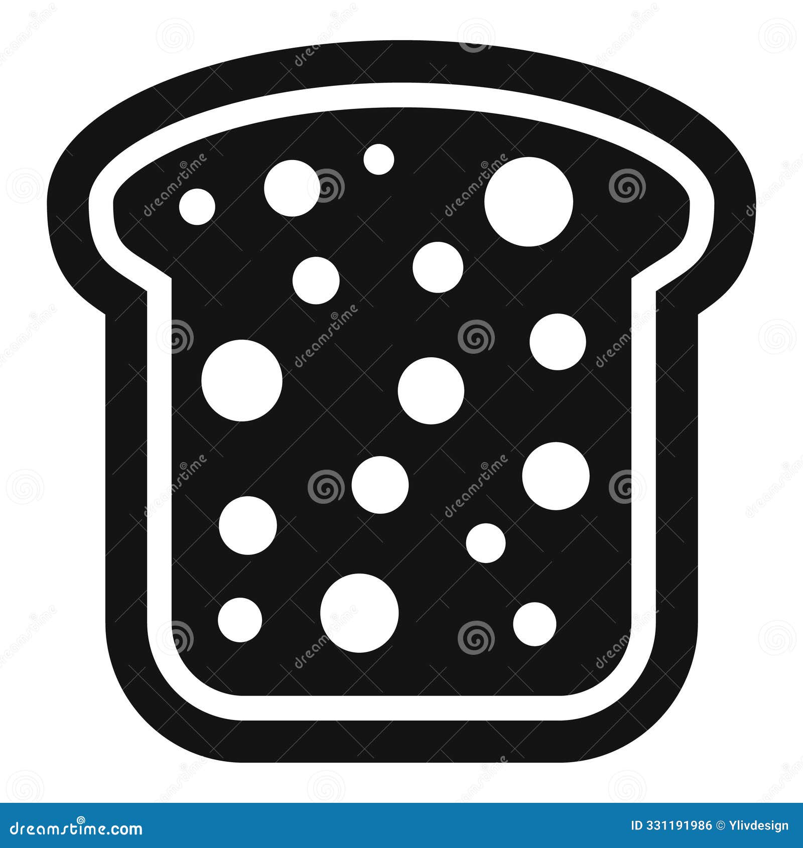 Simple Black and White Bread Slice with Bubbles Icon Representing ...