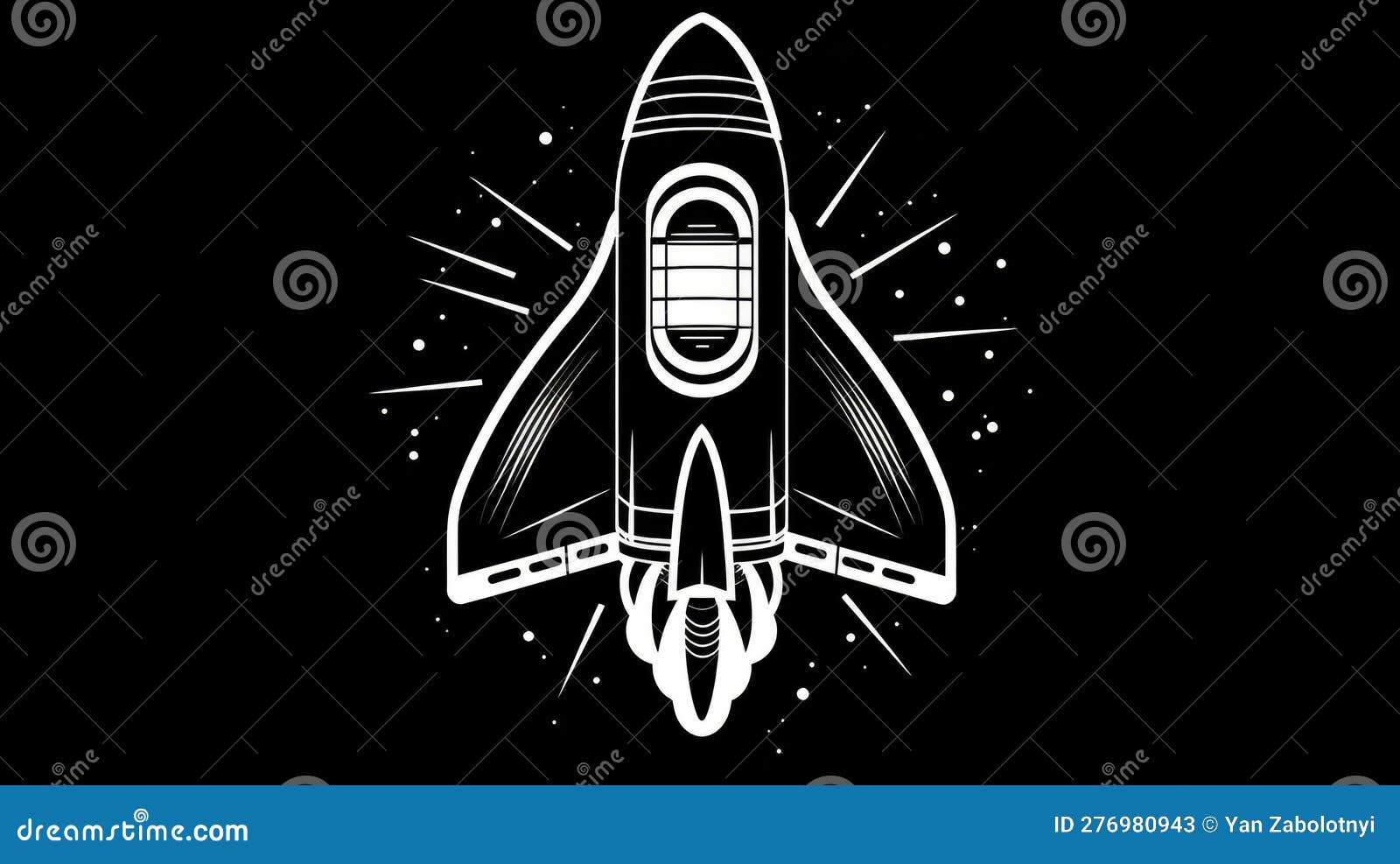 A Simple Black and White Design of a Rocket Ship. Generative AI Stock ...