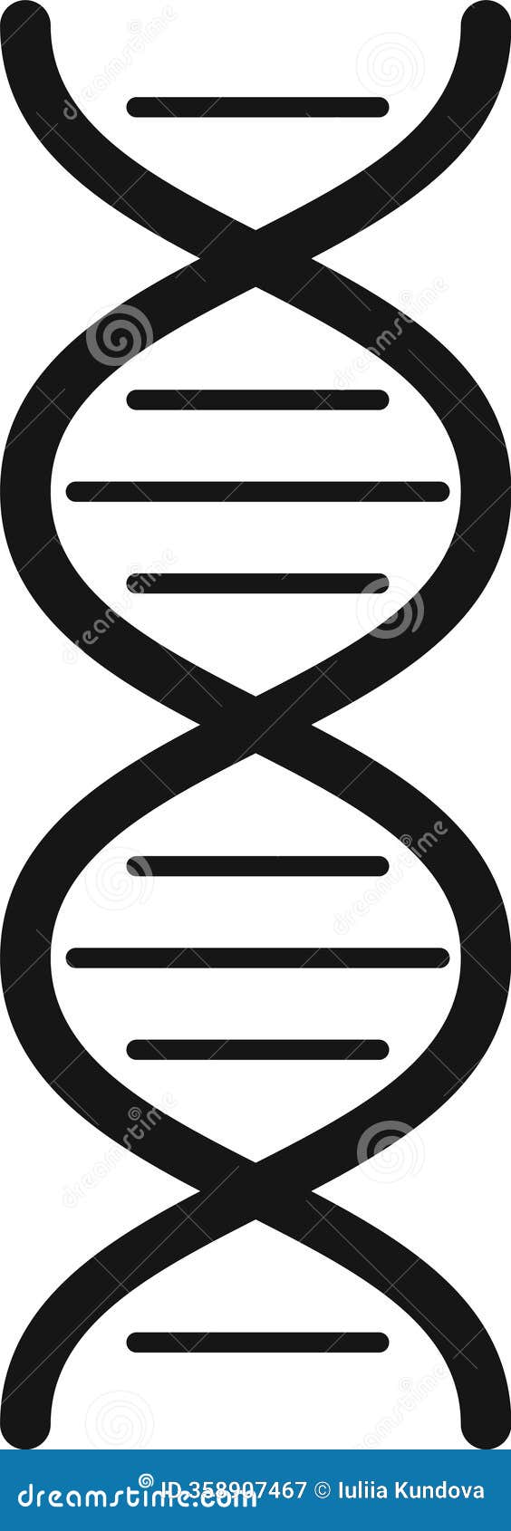 Simple Black And White Dna Helix Icon Representing Genetic Code, Genome ...