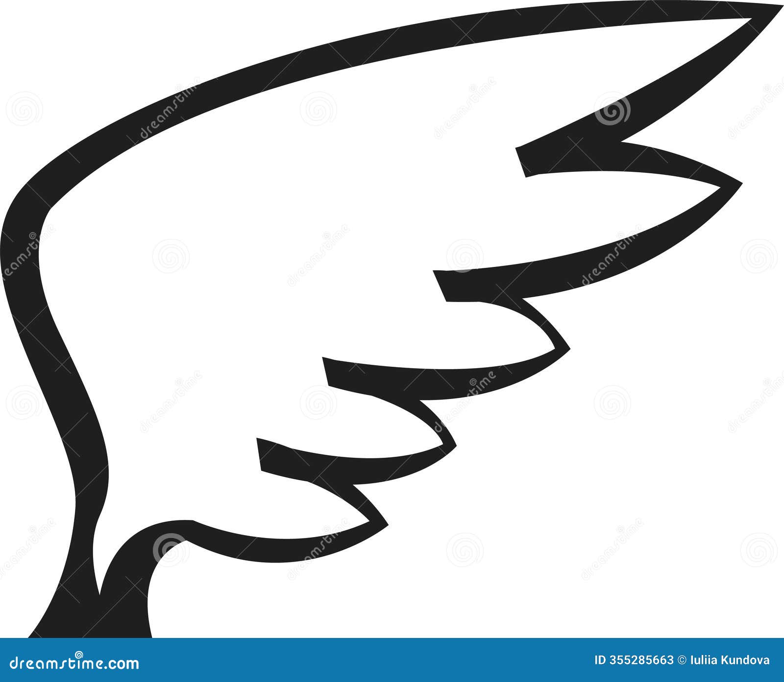 Simple Black And White Drawing Of A Stylized Bird Wing Rising, Representing Freedom, Elegance ...