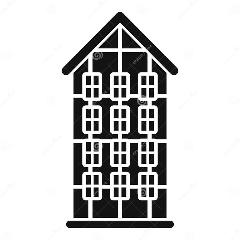 Simple Black and White Facade of Building with Many Windows Icon Stock ...