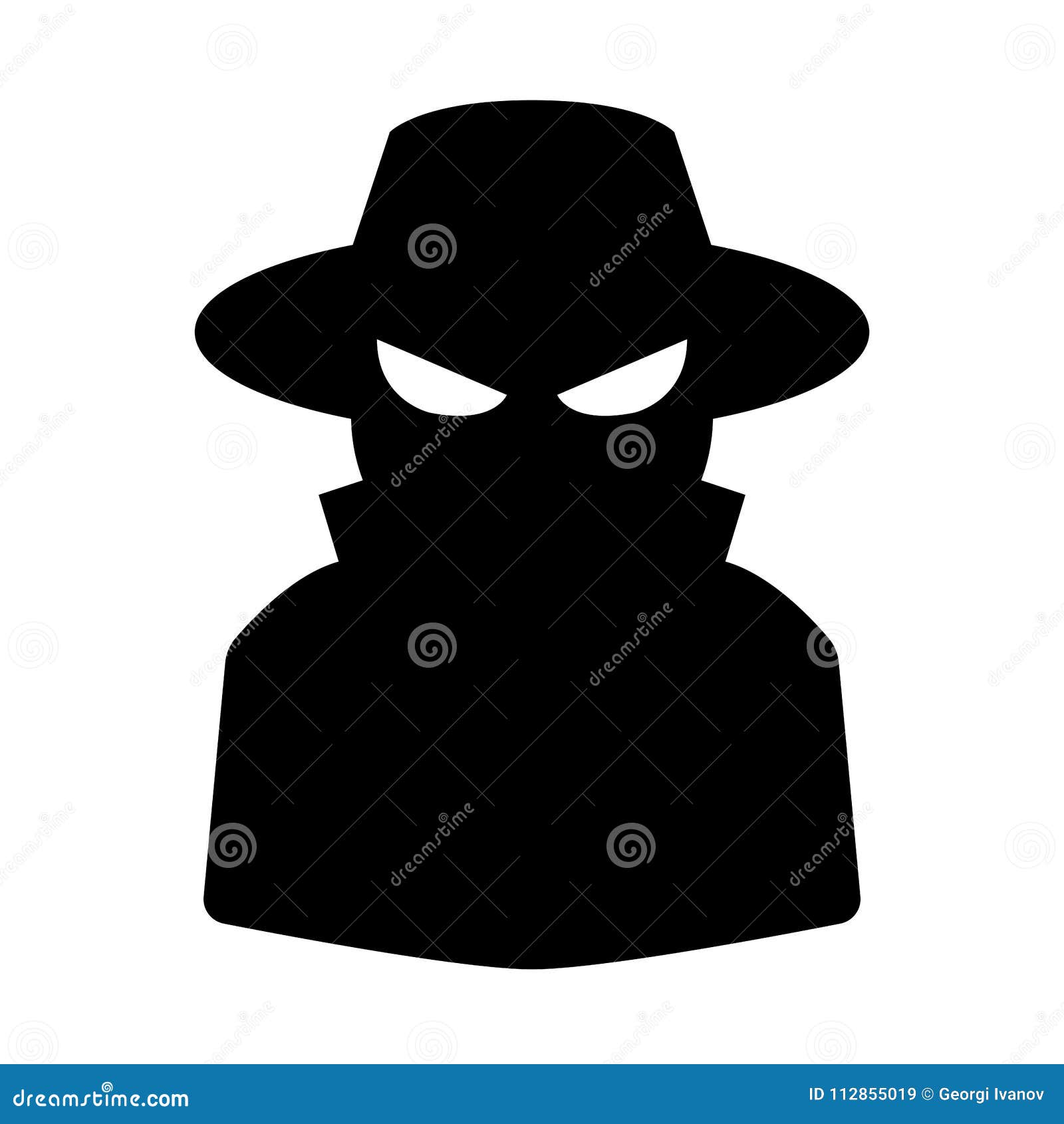 Simple, Black and White Hacker Silhouette. Isolated on White Stock ...