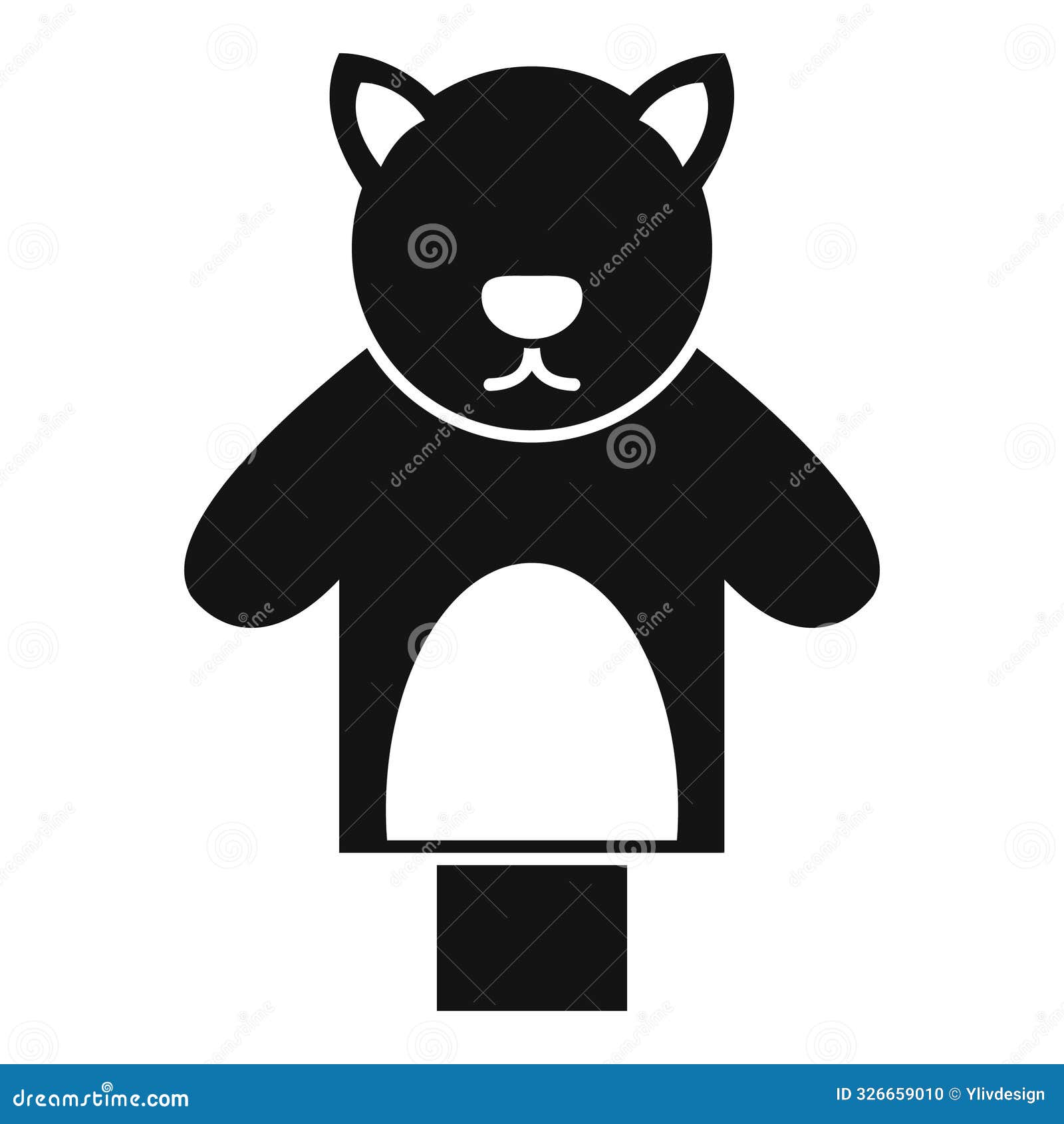 Black and White Cat Puppet Show Character Standing on a Small Stage ...