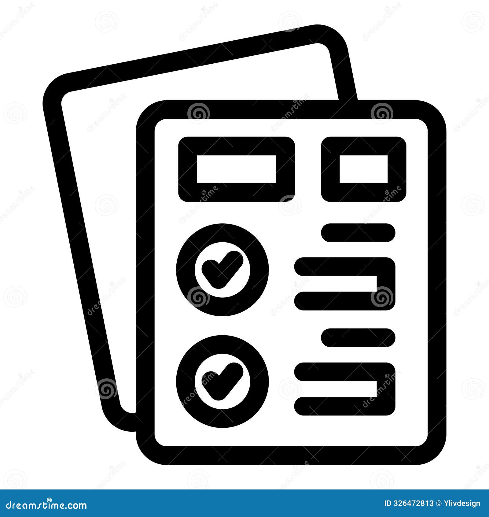 Icon of Paperwork Showing Completing Tasks with Check Marks on ...