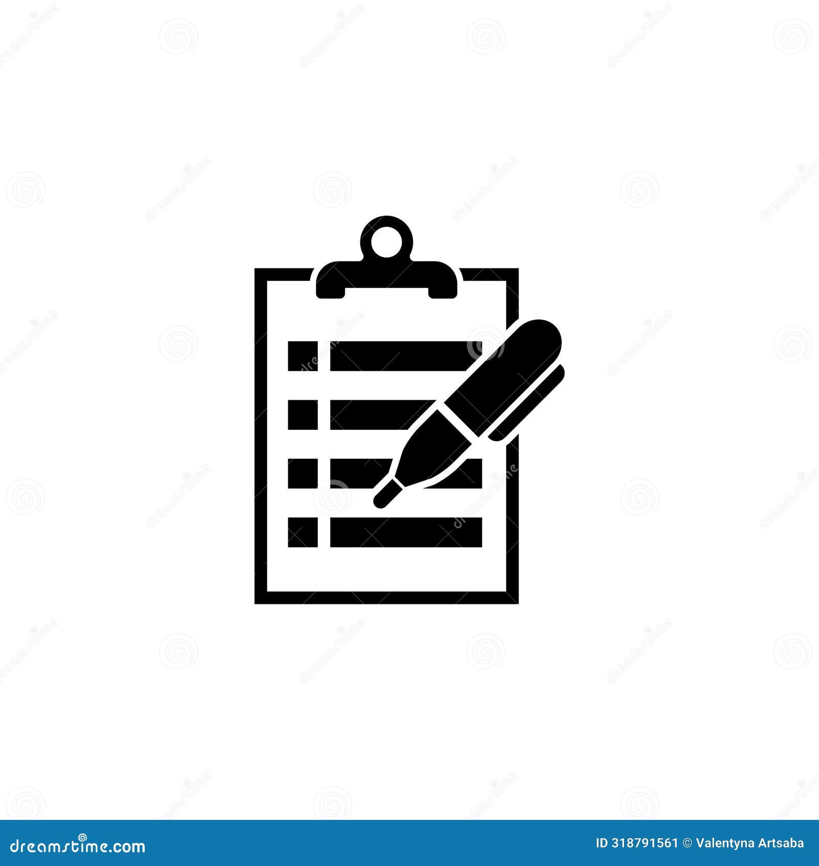A Simple Black and White Icon Depicting a Clipboard with a Pen ...