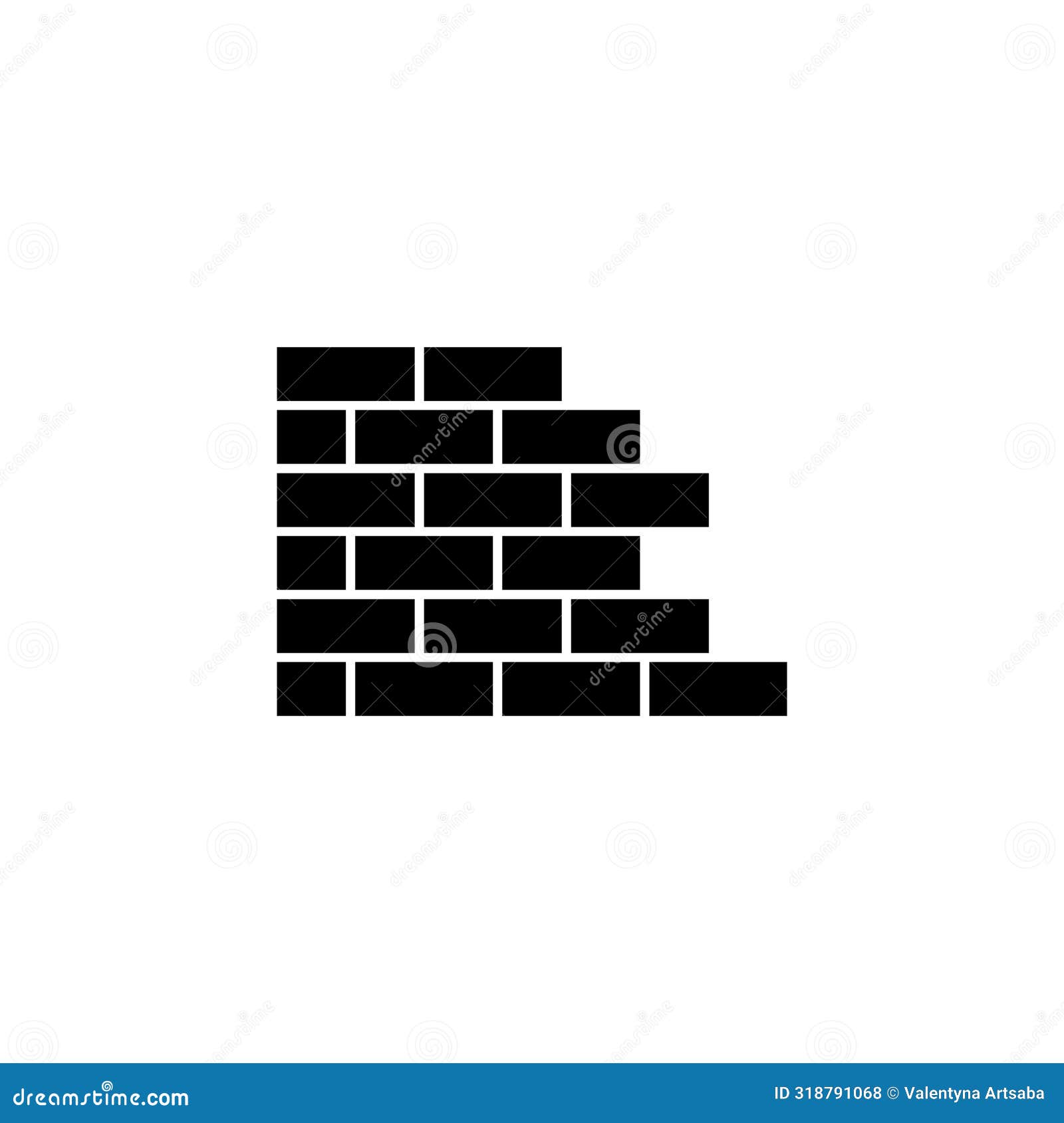 A Simple Black And White Icon Depicting A Wall Made Up Of Rectangular ...
