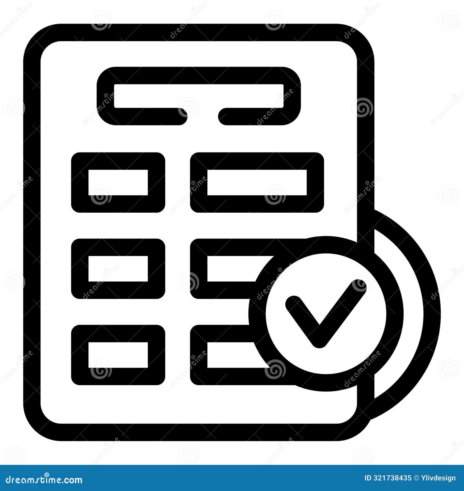 Simple Black and White Icon of a Document Being Approved Stock Vector ...