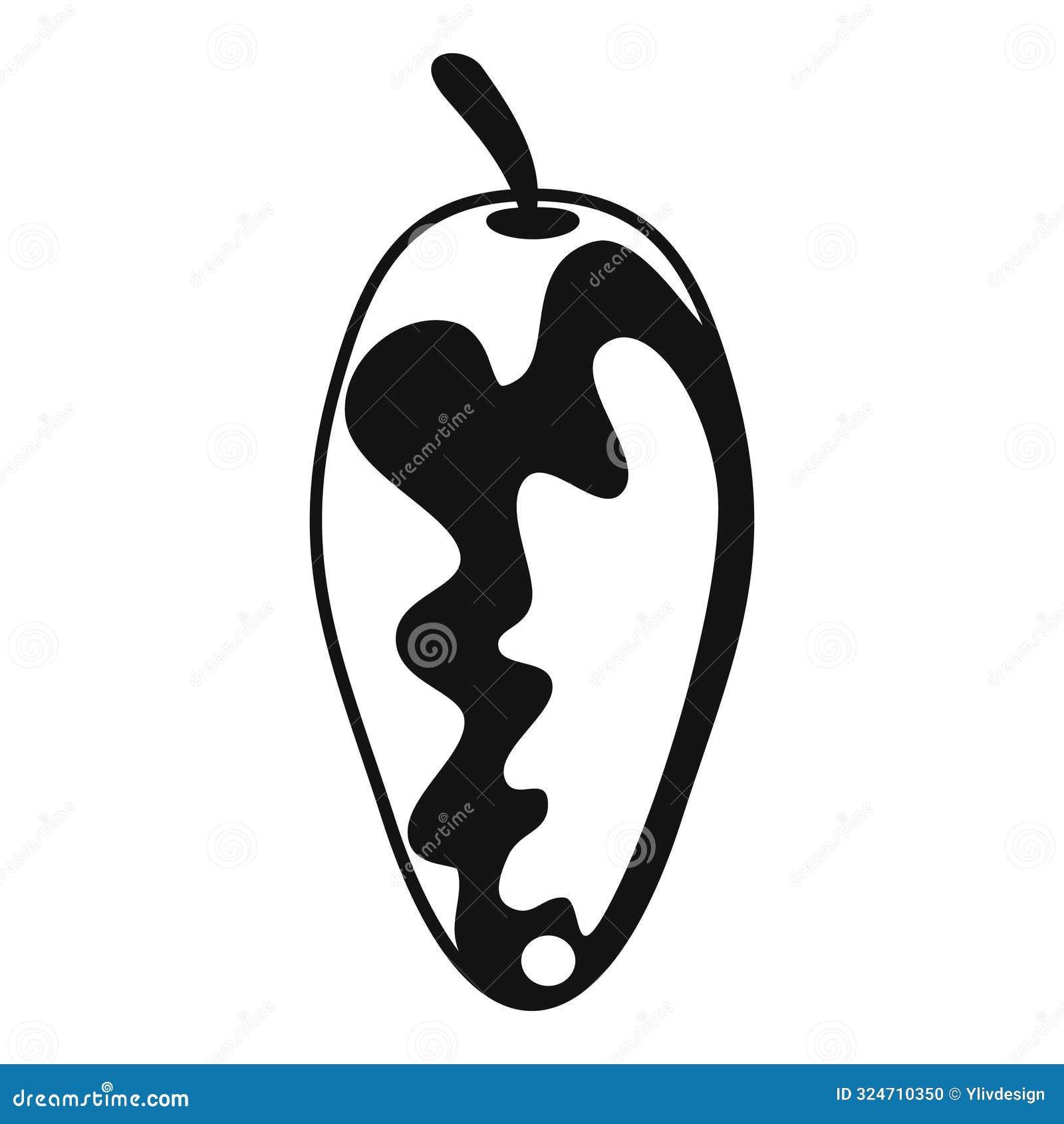 Simple Black and White Icon of a Ripe Mango Stock Illustration ...