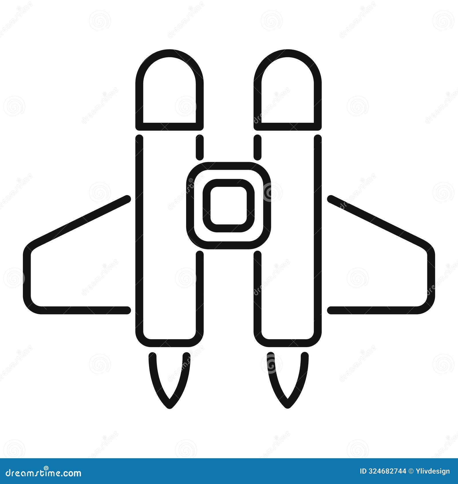 Spaceship Taking Off with Two Rocket Engines Icon Stock Vector ...