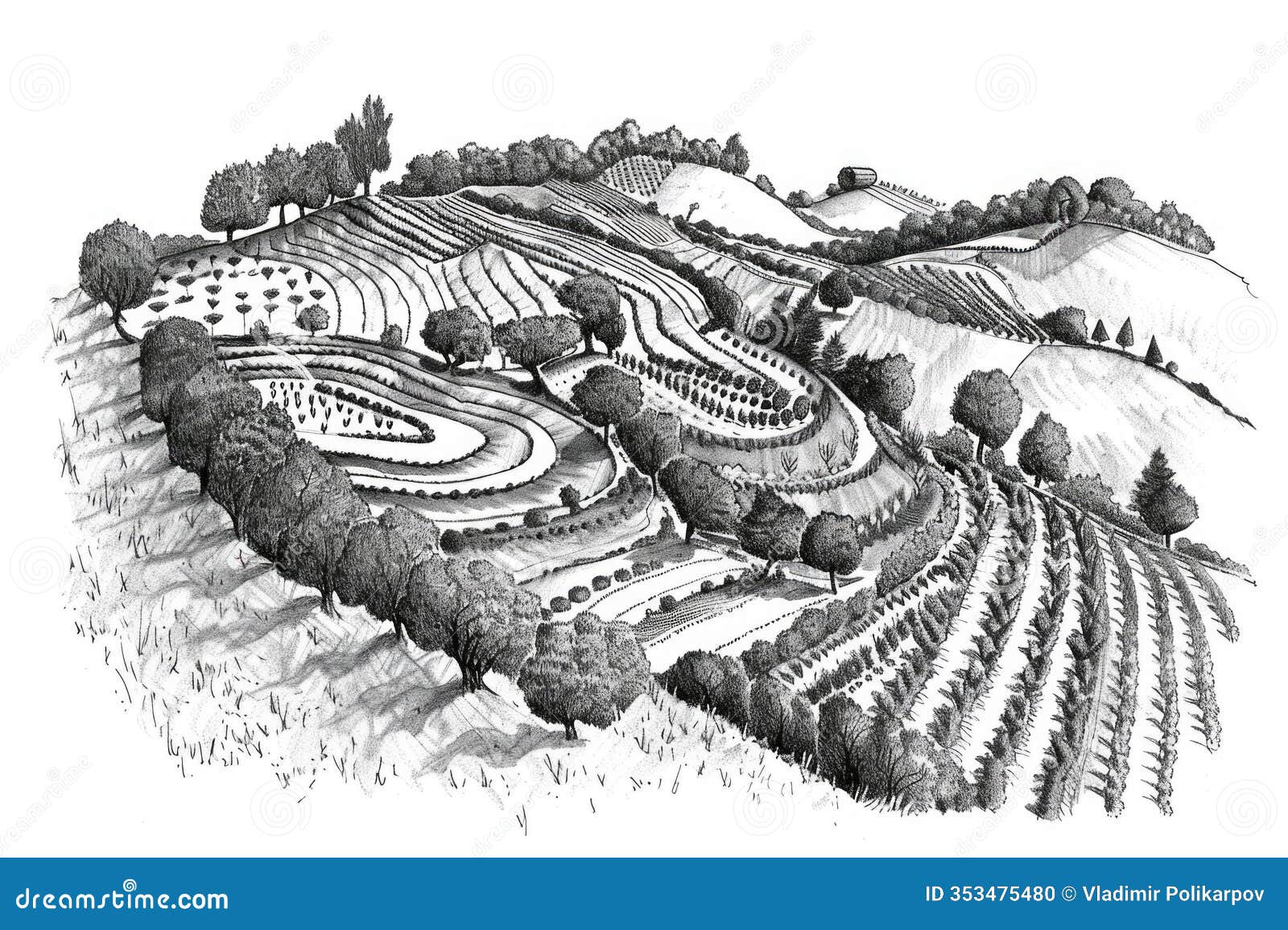 Simple Black and White Landscape Drawing, Versatile for Various ...