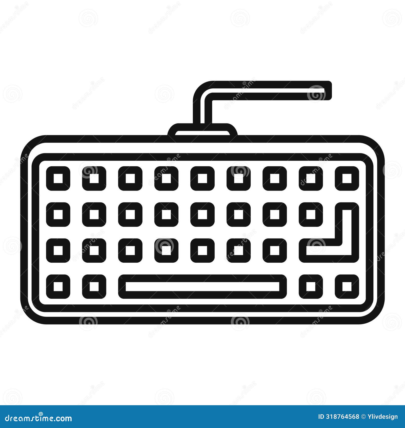Line Art Illustration of Computer Keyboard Stock Vector - Illustration ...