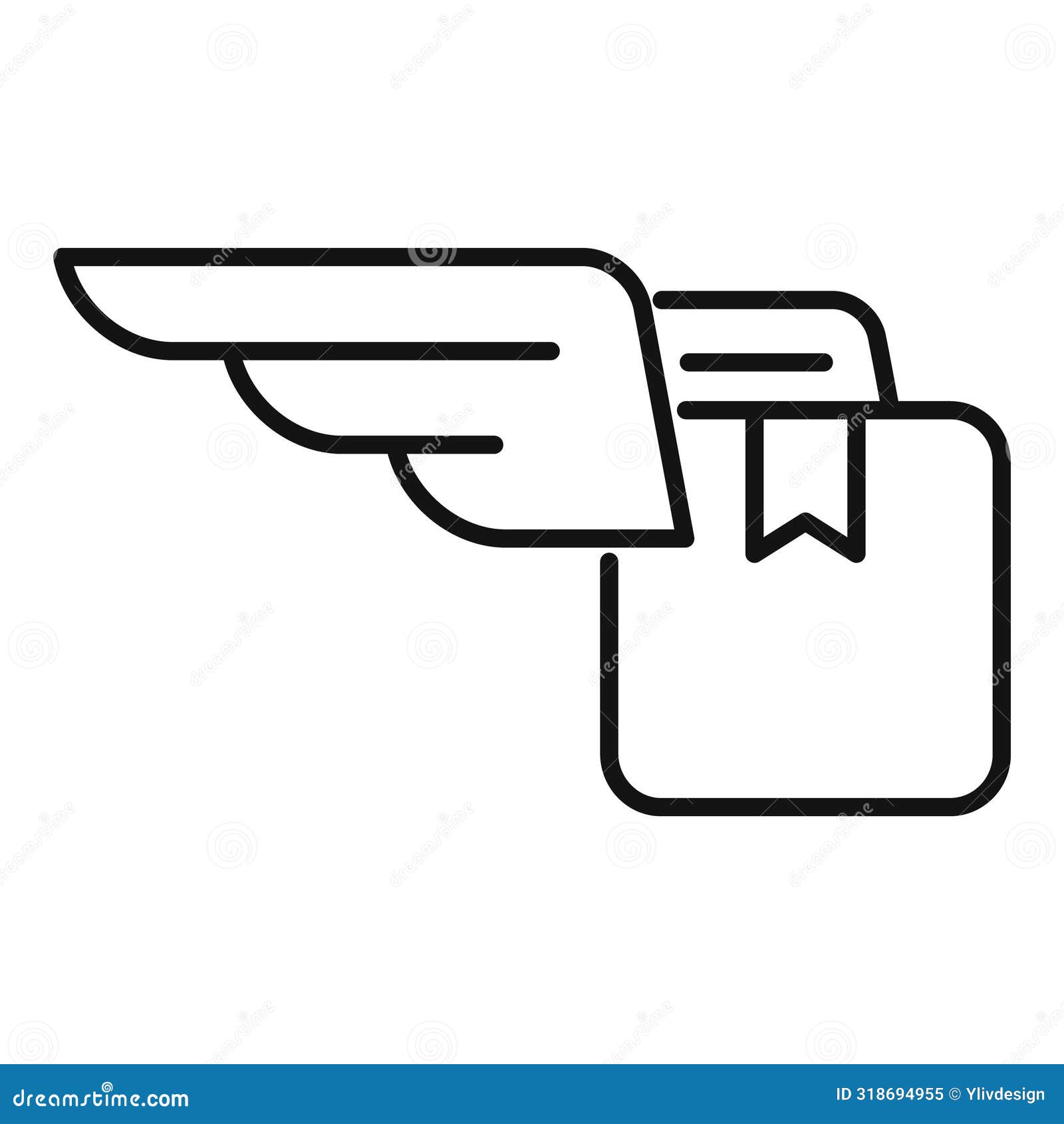 Simple Black and White Line Drawing of a Stylized Winged Envelope Stock ...
