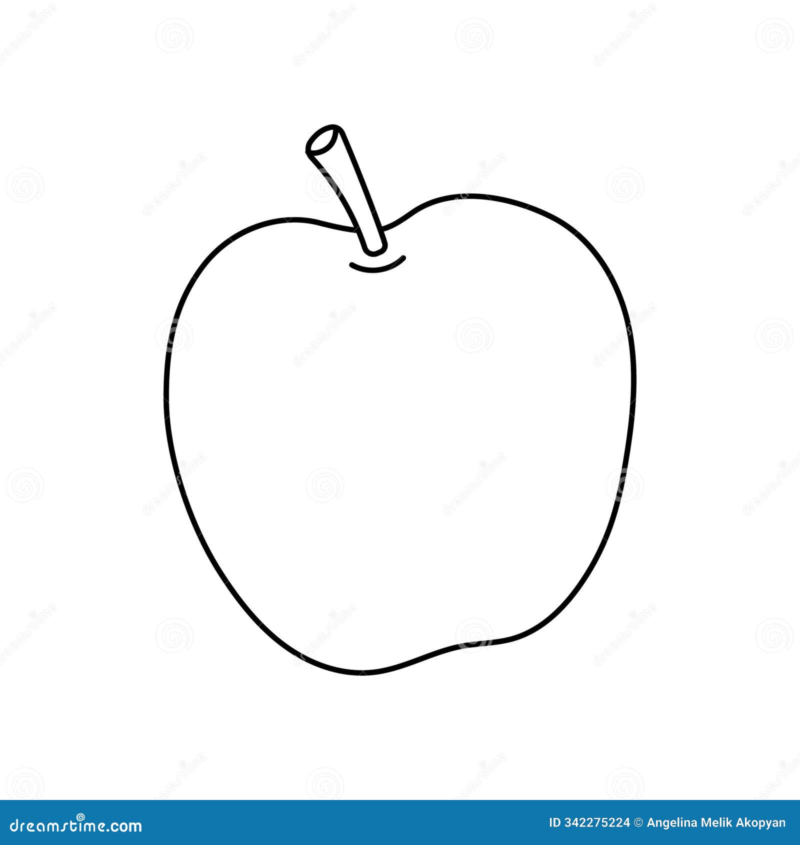 Simple Black and White Outline of an Apple Drawn on a Plain Background ...