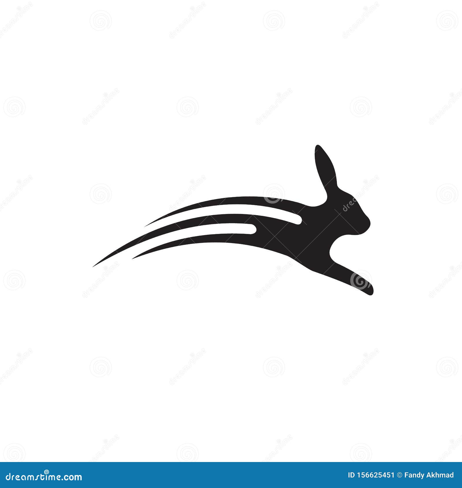 Simple Black and White Running Rabbit Logo Design Vektor Illustration ...