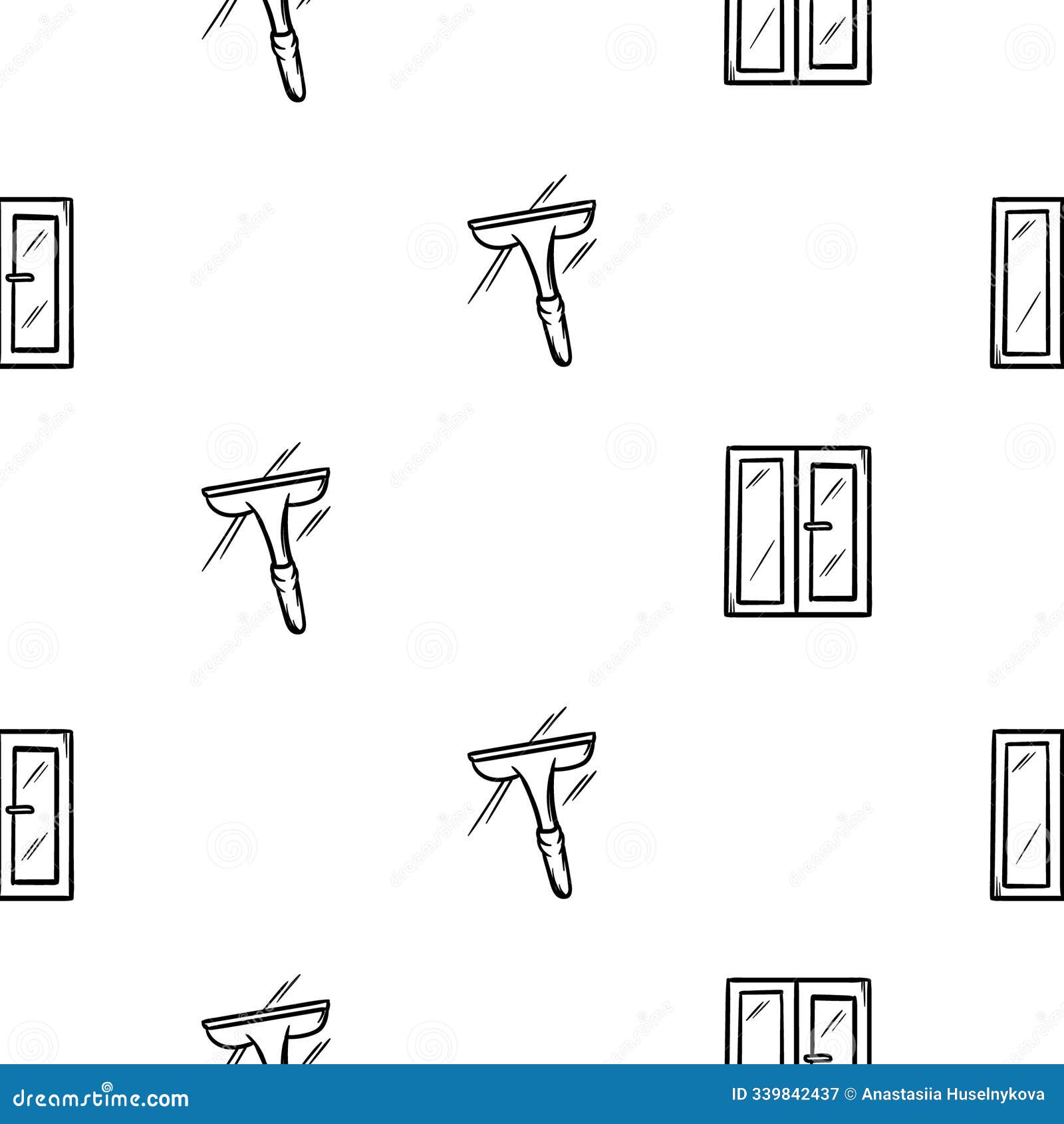 Simple Black and White Seamless Pattern with Window Cleaning Tools ...