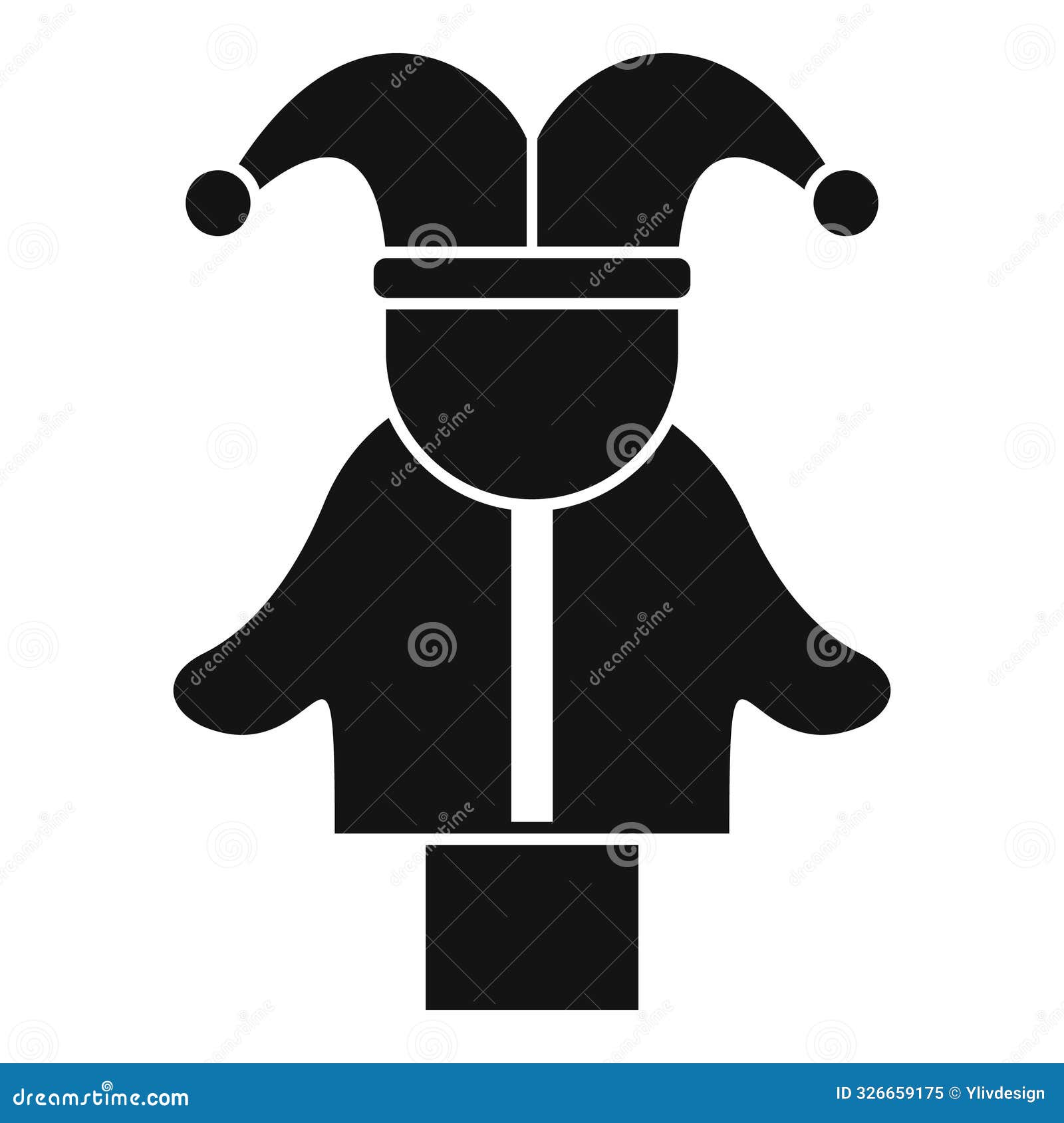 Black and White Silhouette of a Jester Wearing a Hat with Bells Stock ...
