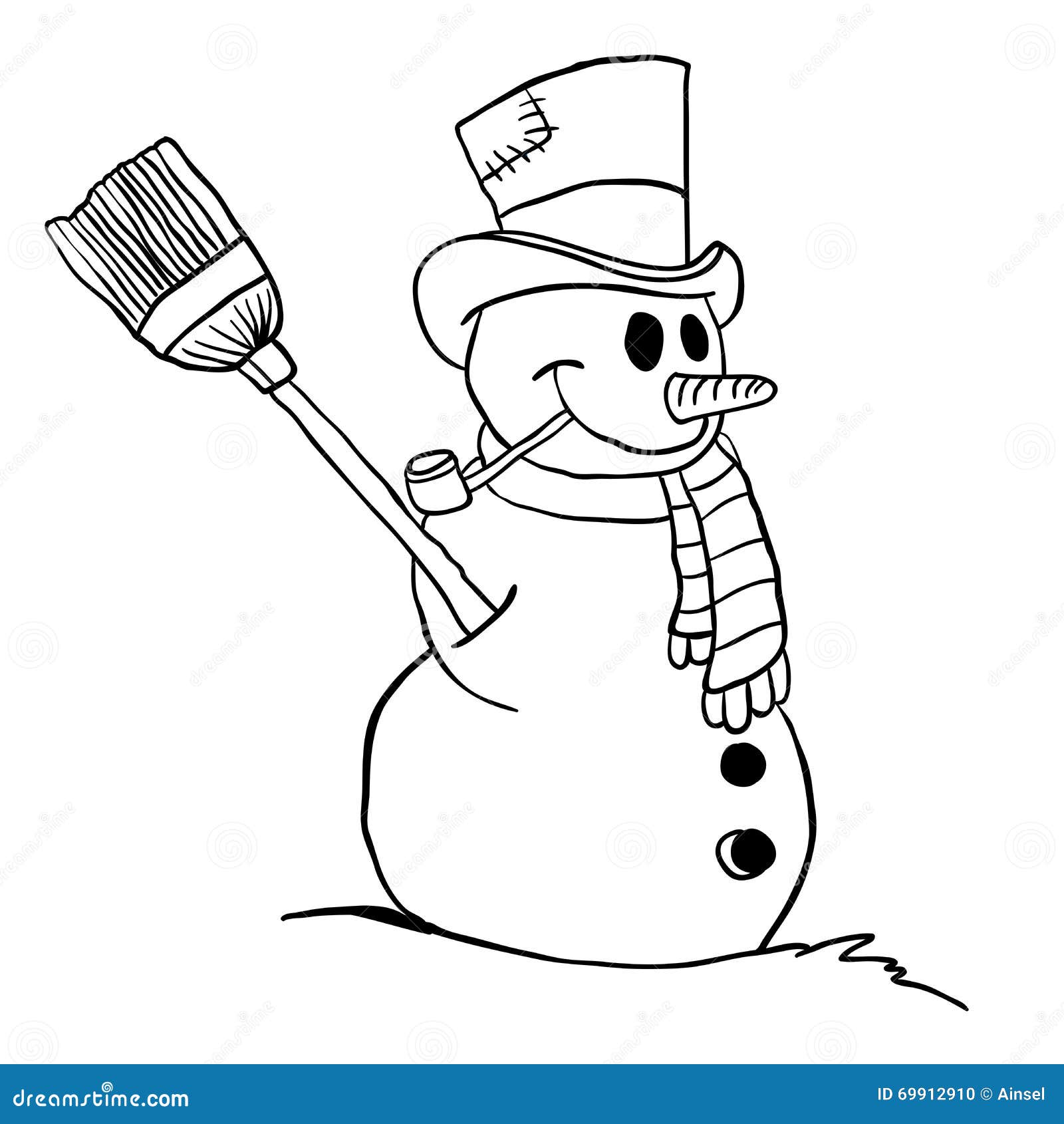 White Snowman Cartoon Group Smiling In The Snow With Room For Copy ...