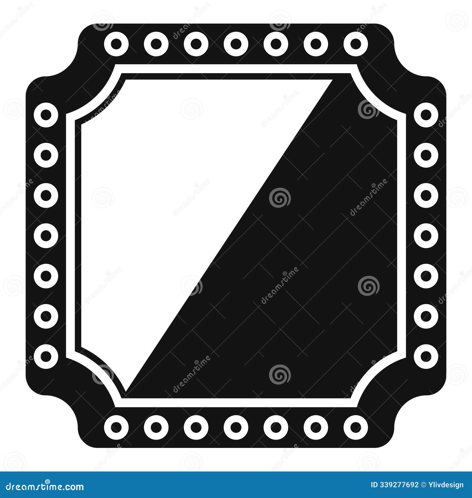 Black and White Square Frame with Rounded Corners and Circle Decoration ...