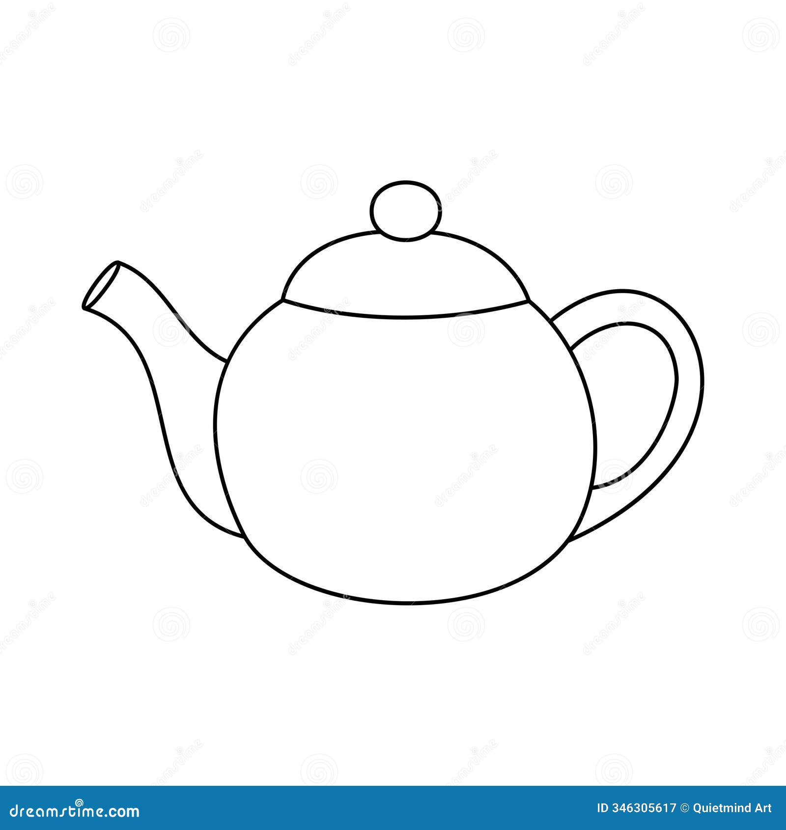 Simple Black and White Teapot Outline on White Background Stock ...