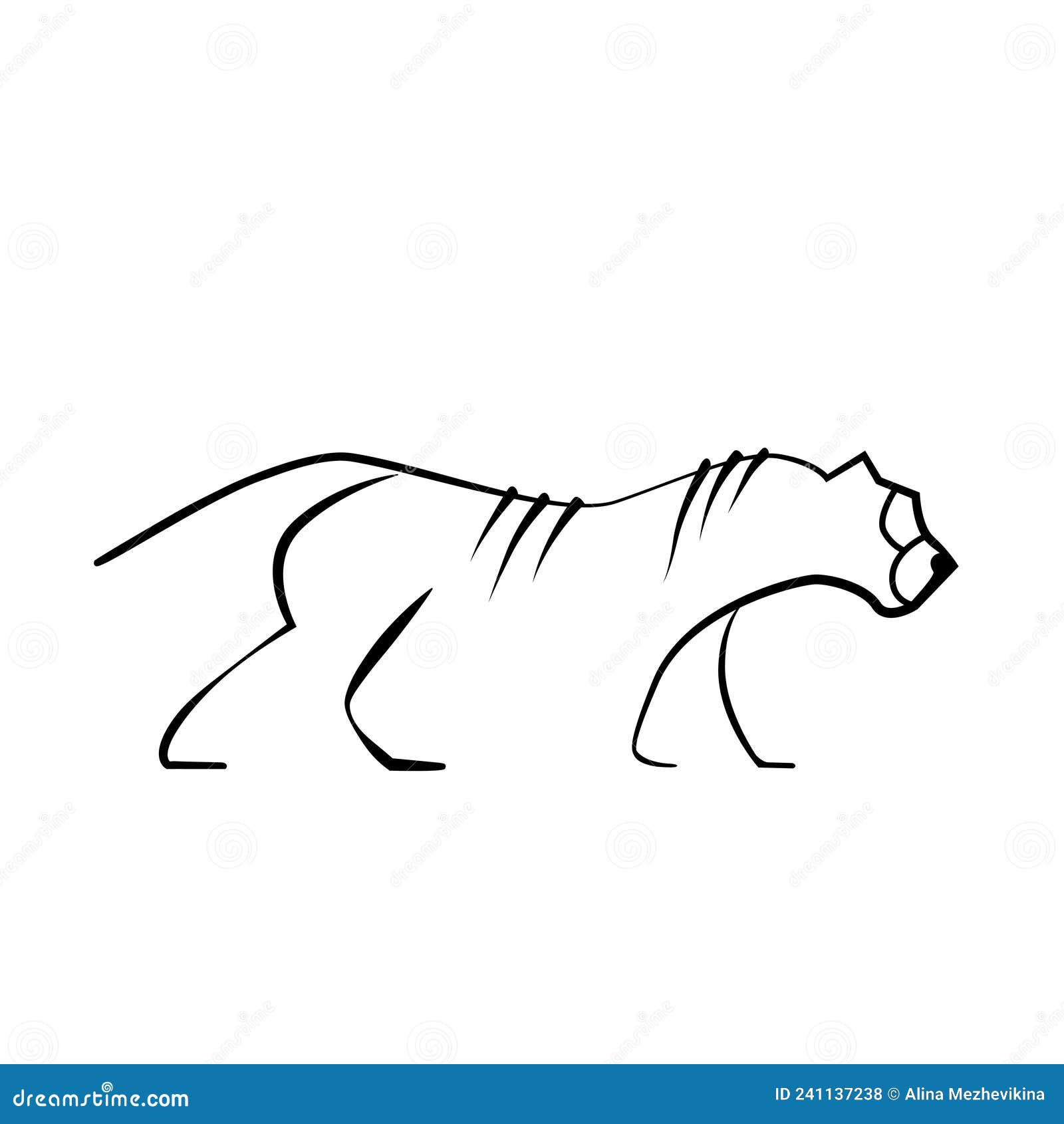 Simple Black and White Tiger Logo, Side View of a Tiger. Stock Vector ...
