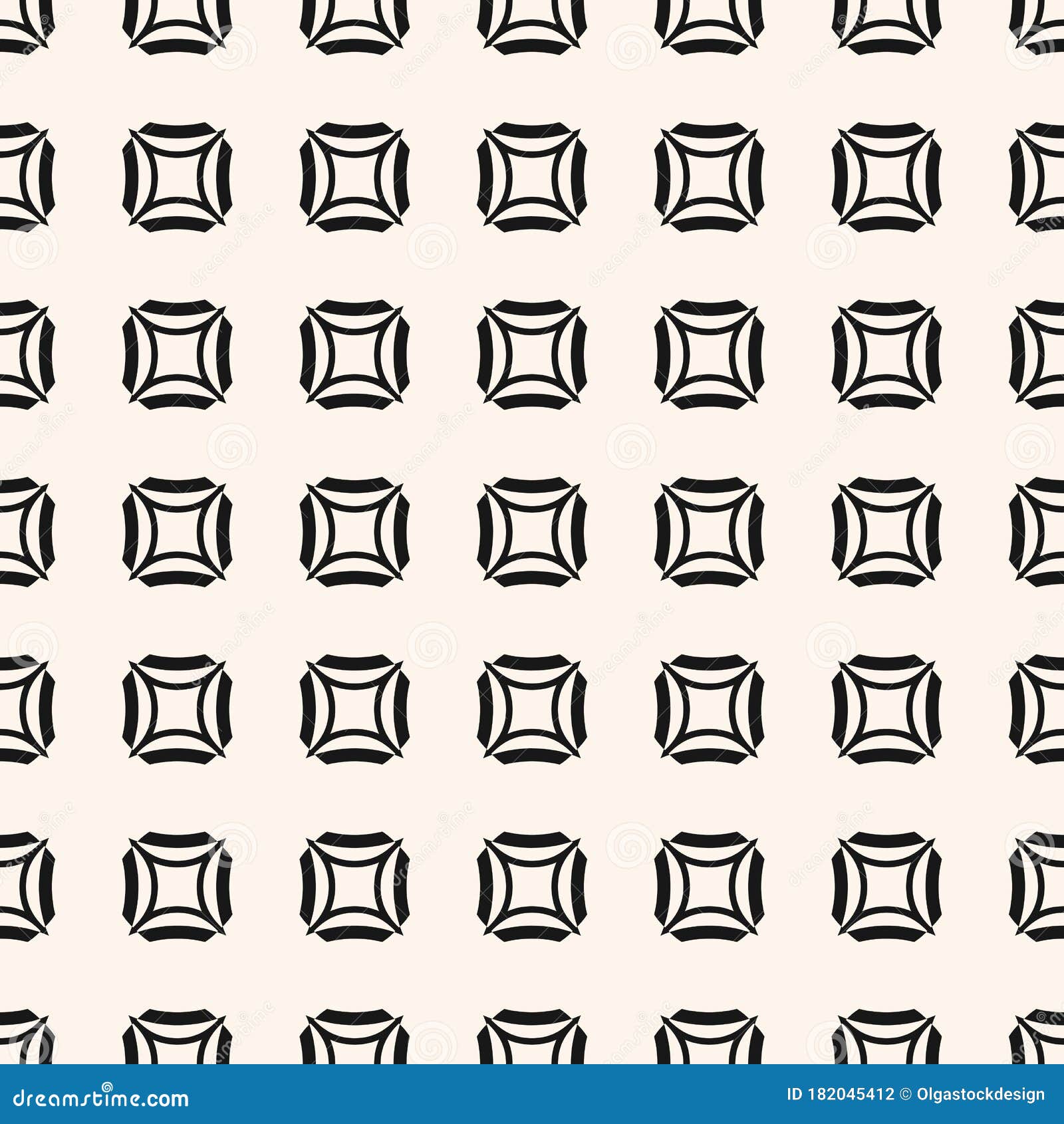 Simple Black and White Vector Geometric Seamless Pattern with Square ...
