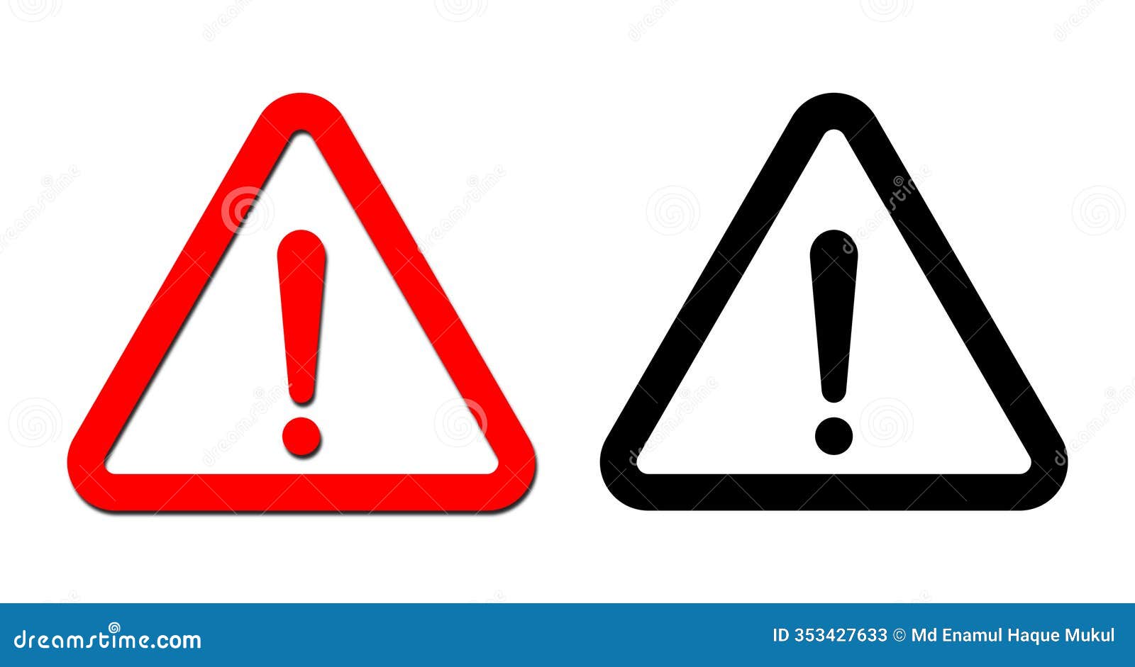 Black Warning Triangle Icon with Exclamation Point. Danger Sign Warning ...