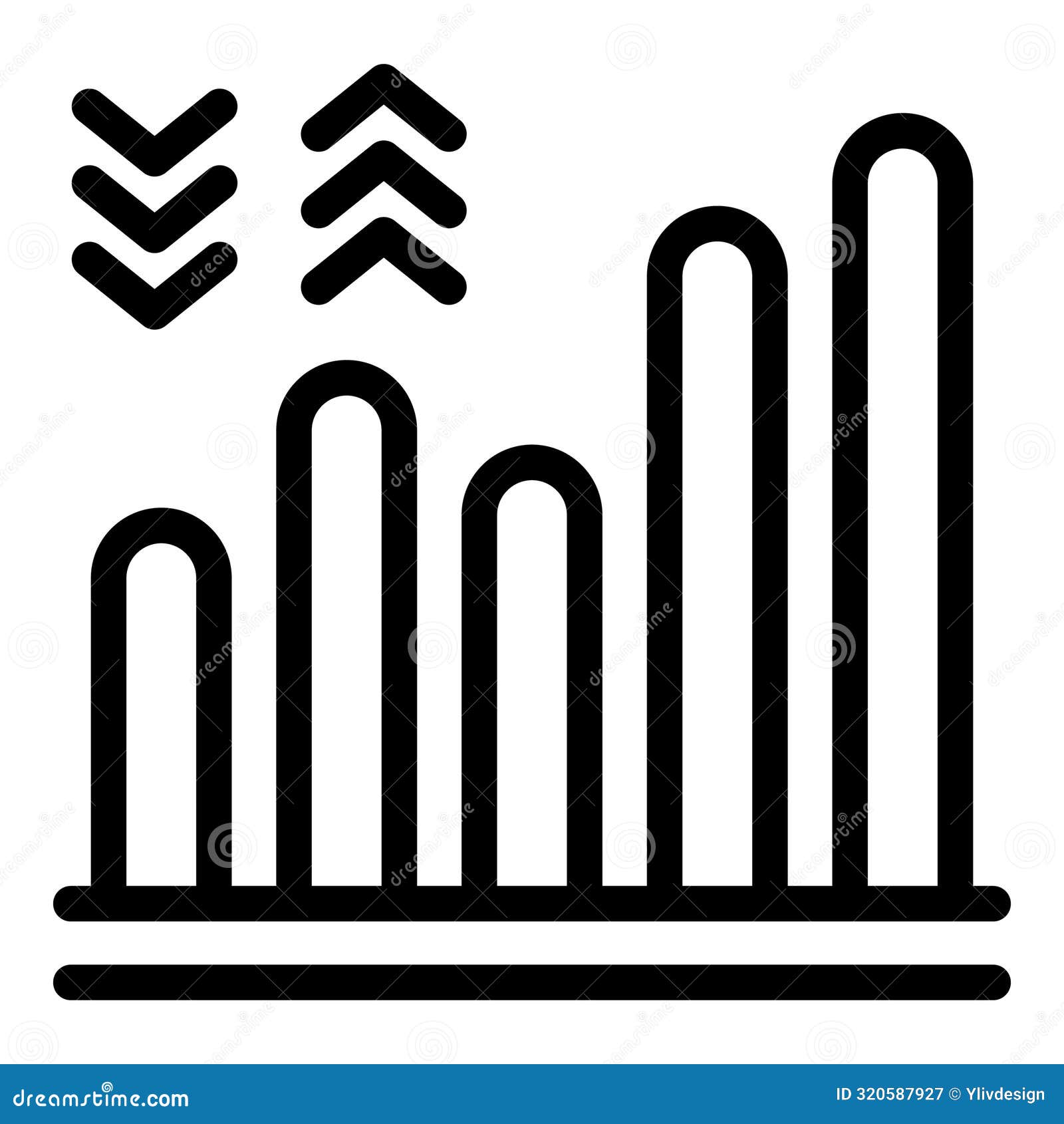 Simple Black and White Vector Icon Representing a Bar Graph with ...