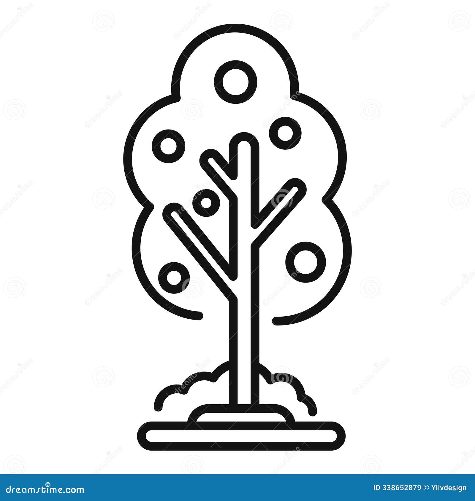 Garden Tree with Round Crown Growing in Ground Stock Vector ...